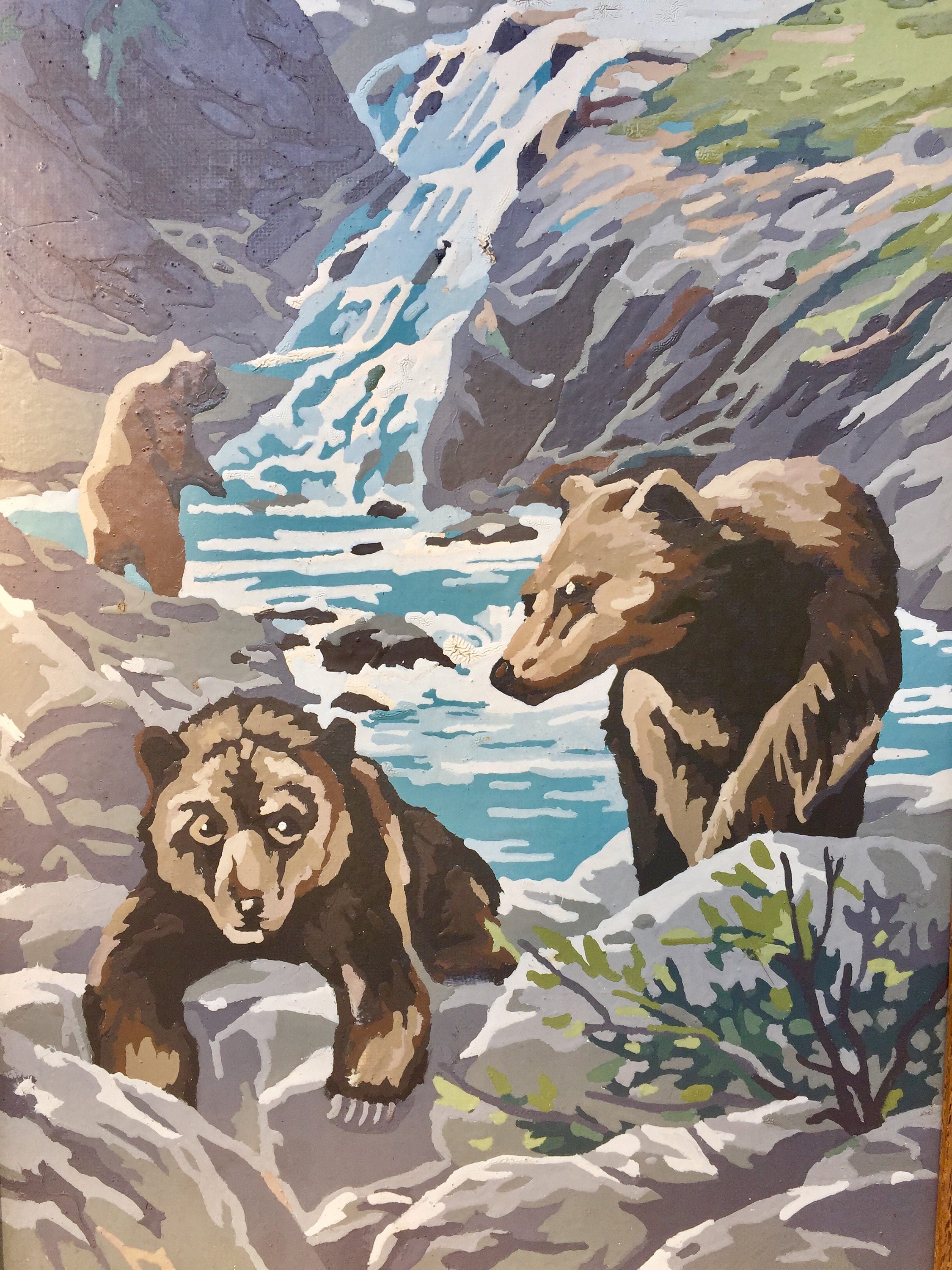 Vintage Paint by Numbers Picture, Paint by Numbers Bear Picture ...