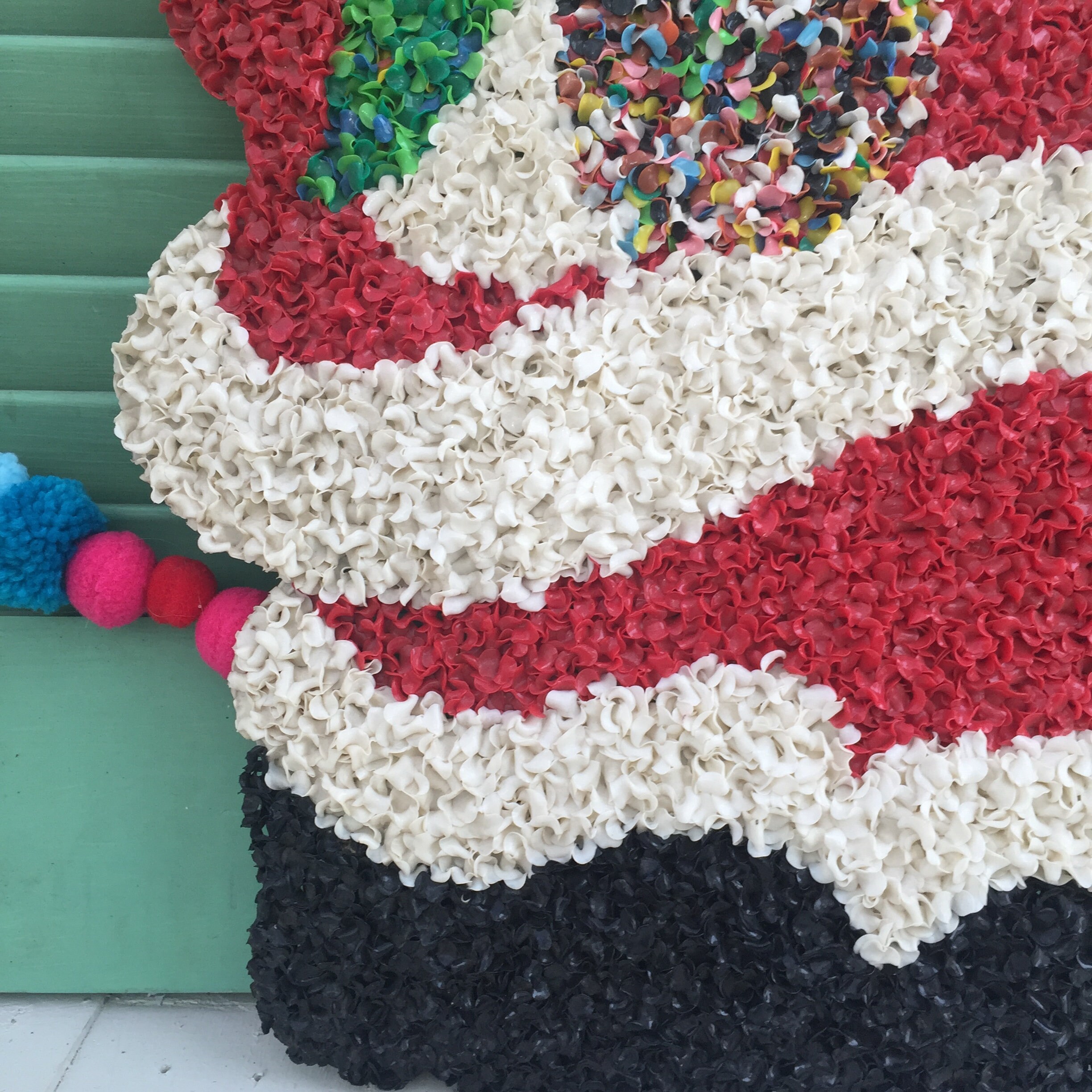 Vintage 1970s Melted Popcorn Santa Wall Hanging, Large Vintage Melted ...