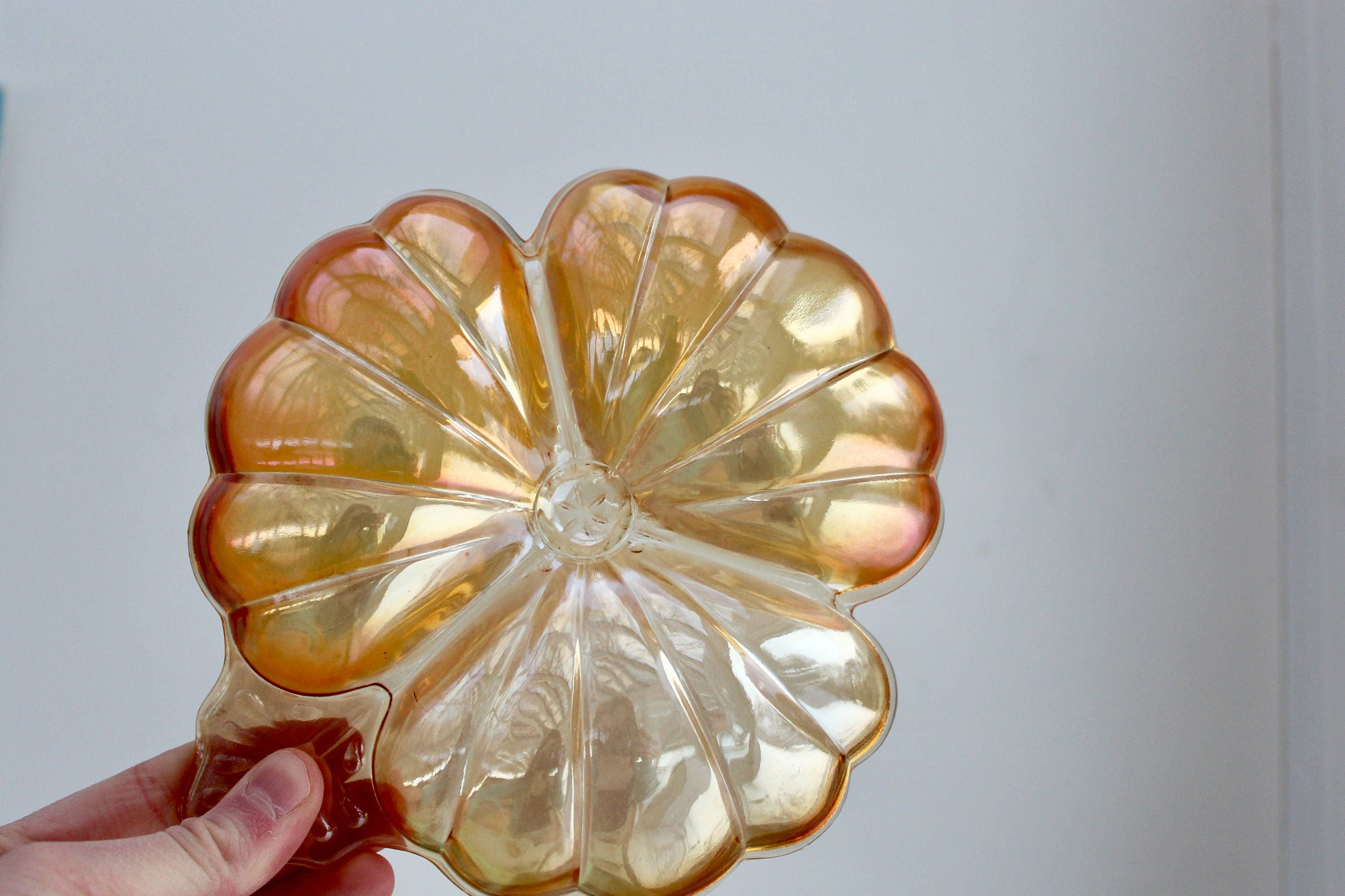 Vintage Amber Glass Trays, Set of Two, Vintage Amber Glass Leaf Trays ...