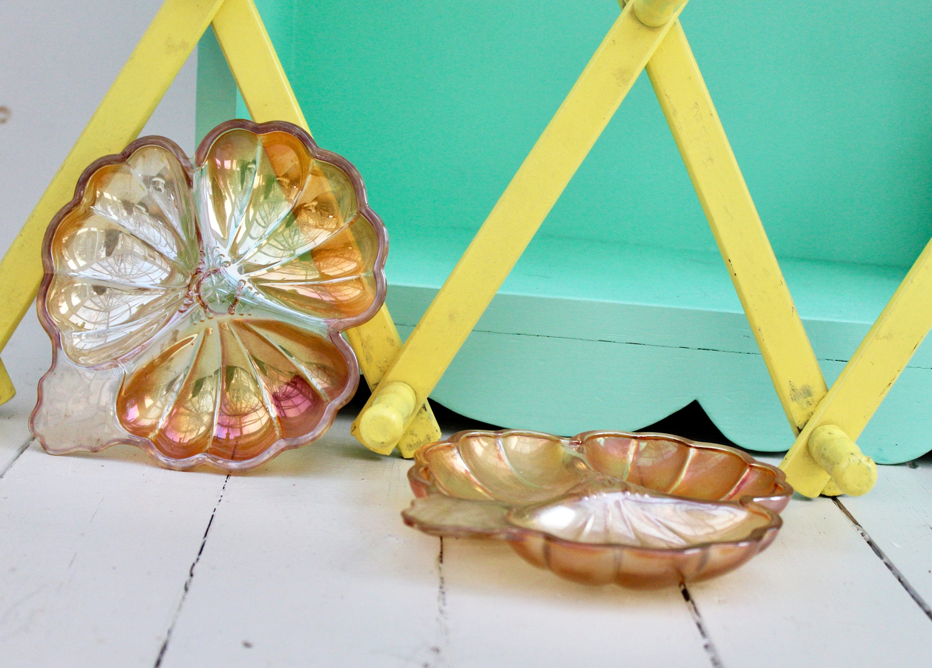 Vintage Amber Glass Trays, Set of Two, Vintage Amber Glass Leaf Trays ...