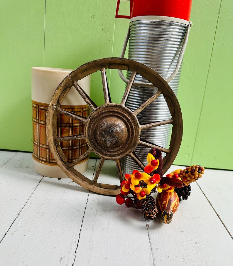 Vintage Spoke Wheel 8 Inches Antique Industrial Wheel Vintage ...