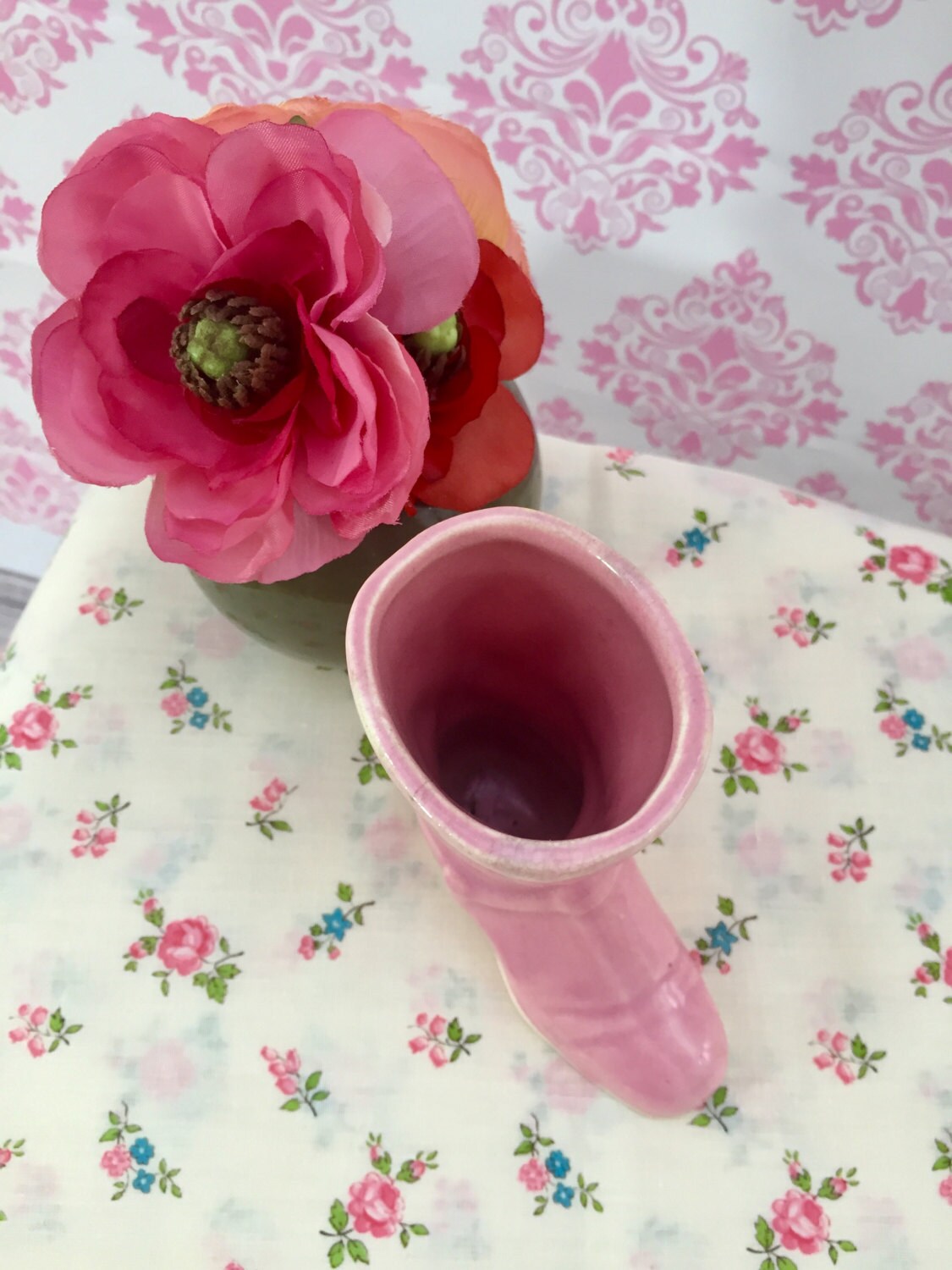 Vintage Pink Ceramic Cowgirl Boot Figurine, Cowboy Boot Knick Knack ...