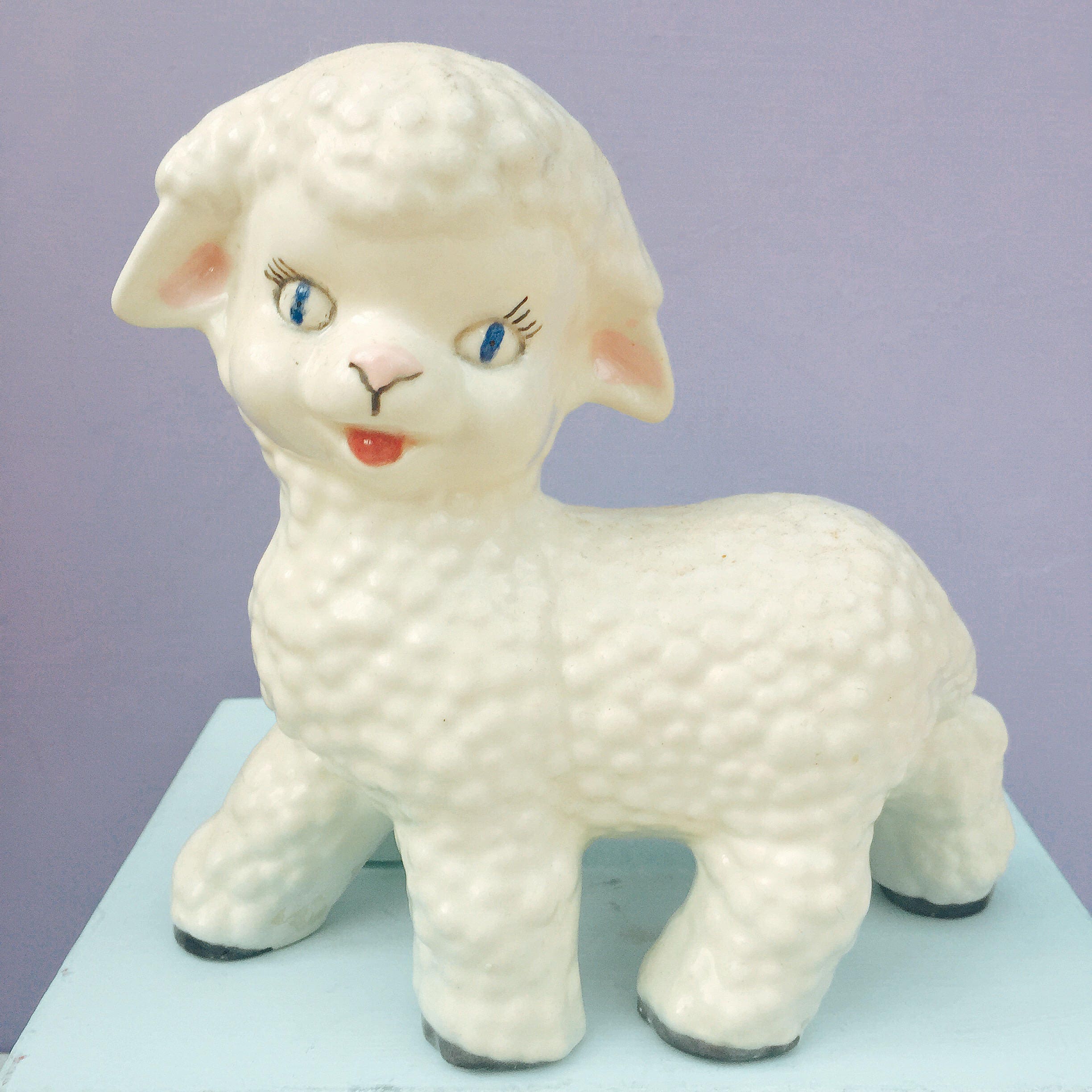 Vintage Ceramic Lamb Figurine Knick Knack, Baby Lamb Figurine. Kitschy ...