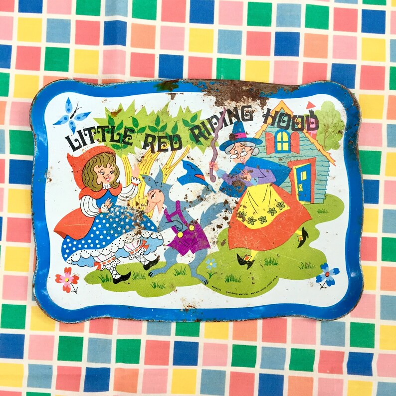 Vintage Tin Litho Little Red Riding Hood Tea Set, Vintage Little Red ...