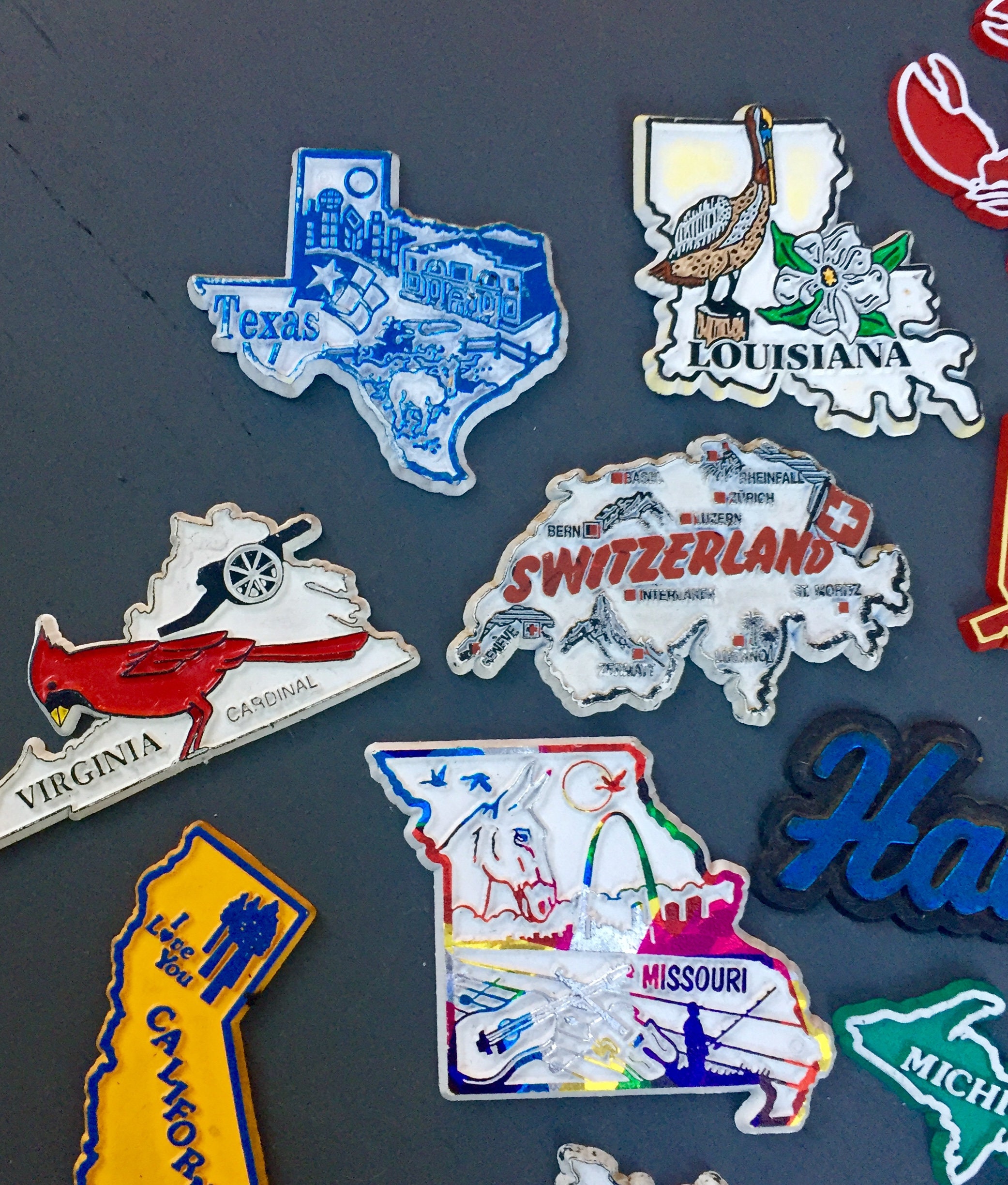 Vintage Souvenir Magnets, Vintage State Magnets, Vintage Travel Decor ...