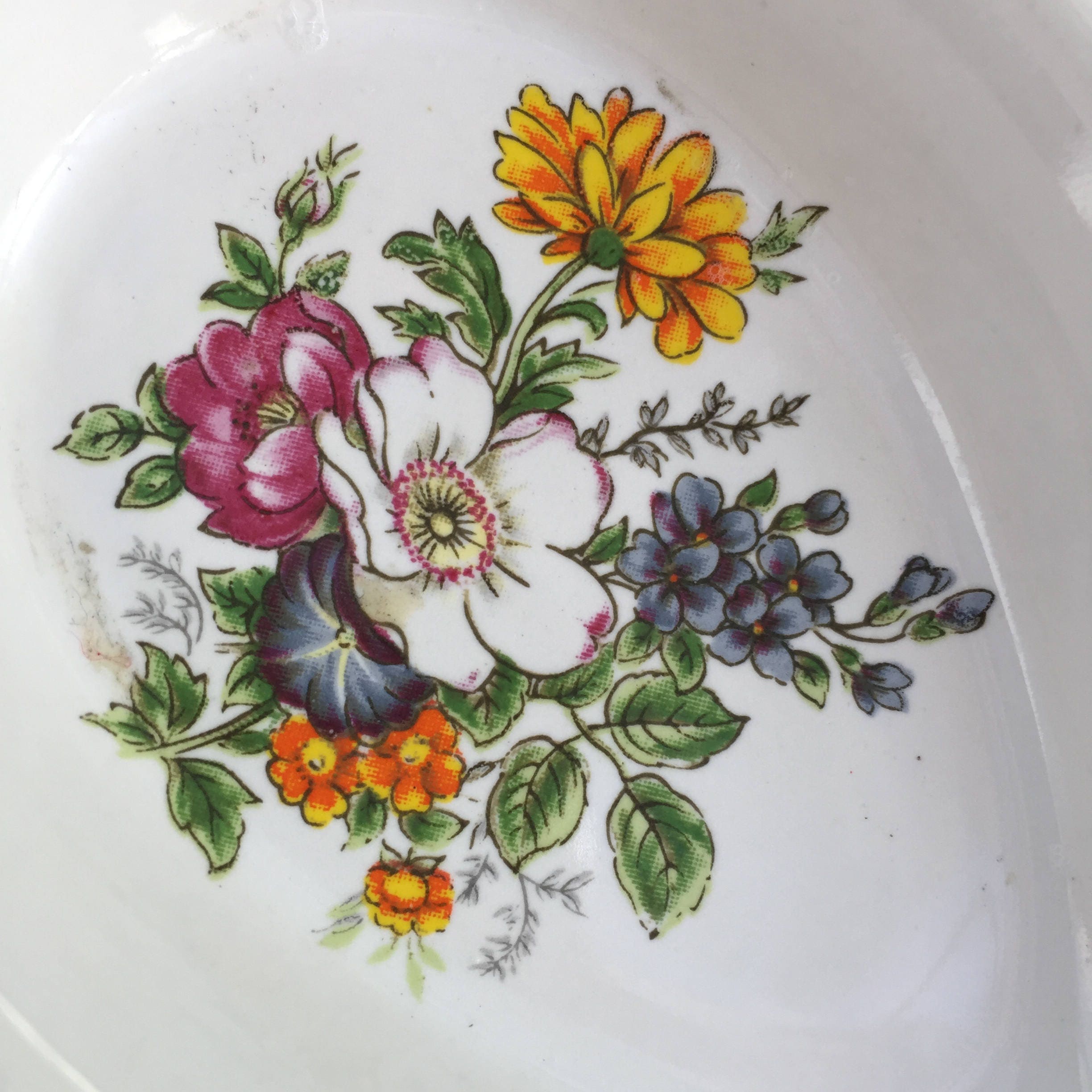 Vintage Ceramic Floral Spoon Rest, 1970s Spoon Rest, 1970s Kitchen ...