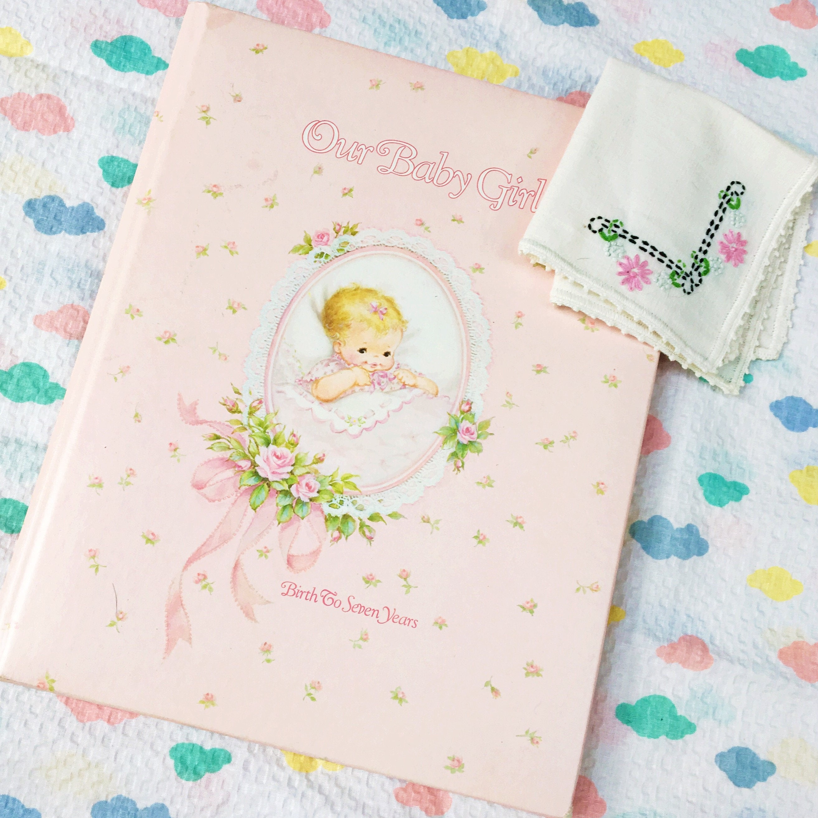 Vintage Baby Girl Memory Book Baby Record Book Baby Keepsake Book