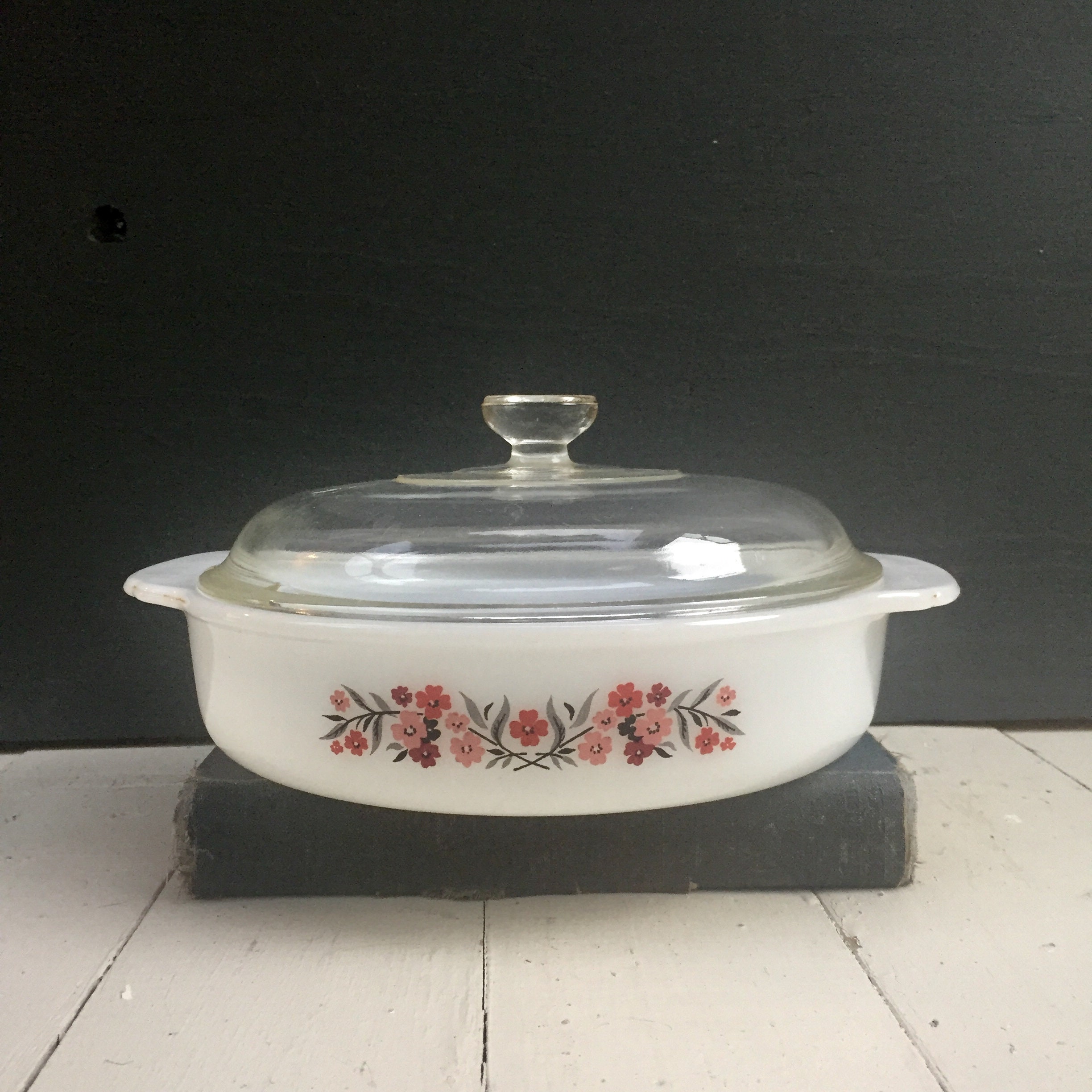 Home & Living Casserole Dishes Vintage Cream Fire King Casserole Dish ...