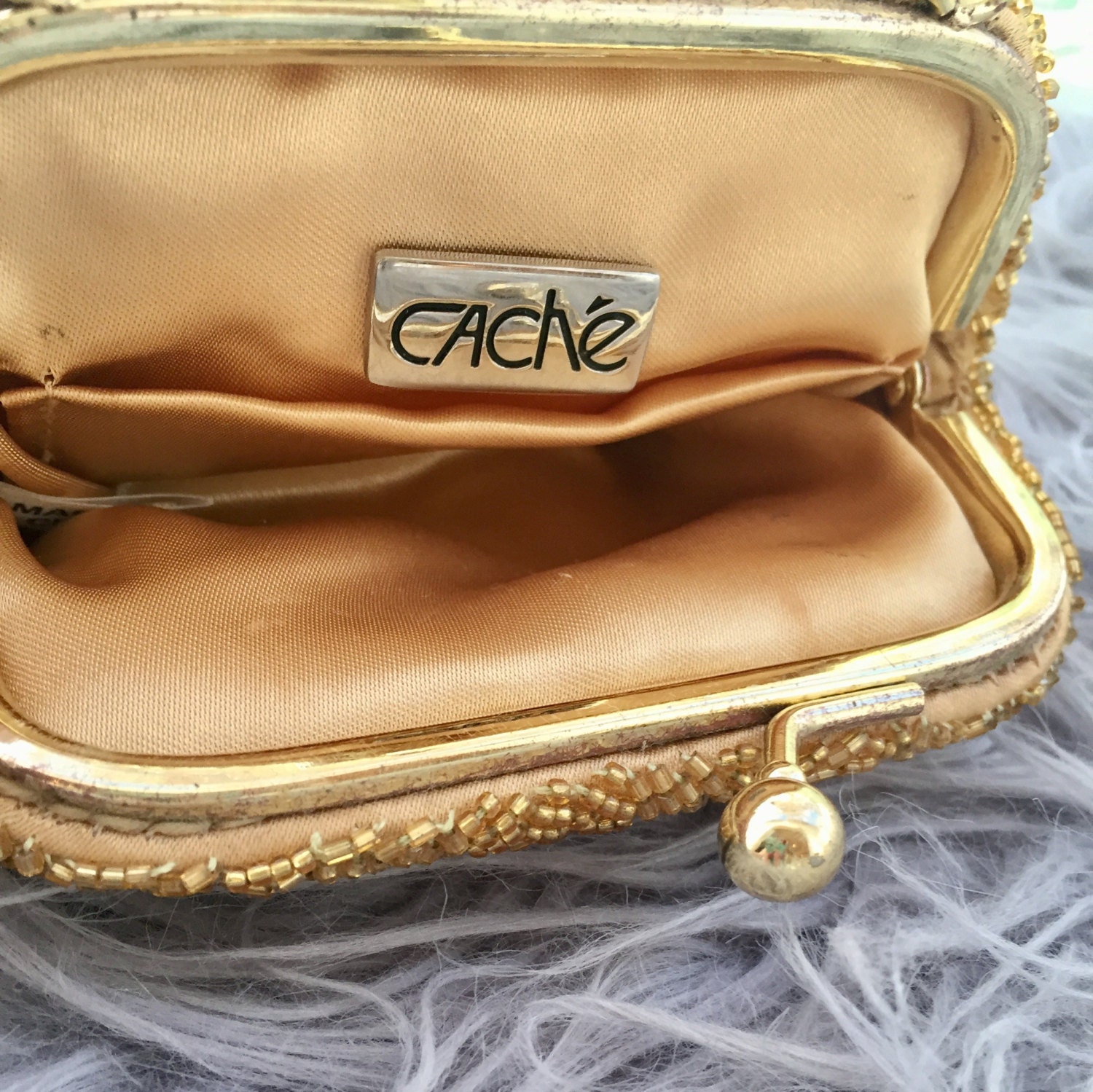 Vintage Gold Beaded Cache Evening Bag, Dressy handbag purse, Gift for ...