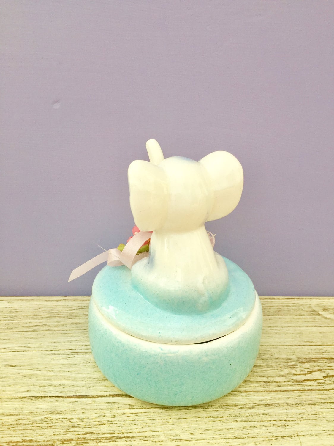 RESERVED for Jessica-Vintage 1970s Elephant Ceramic Trinket Box ...