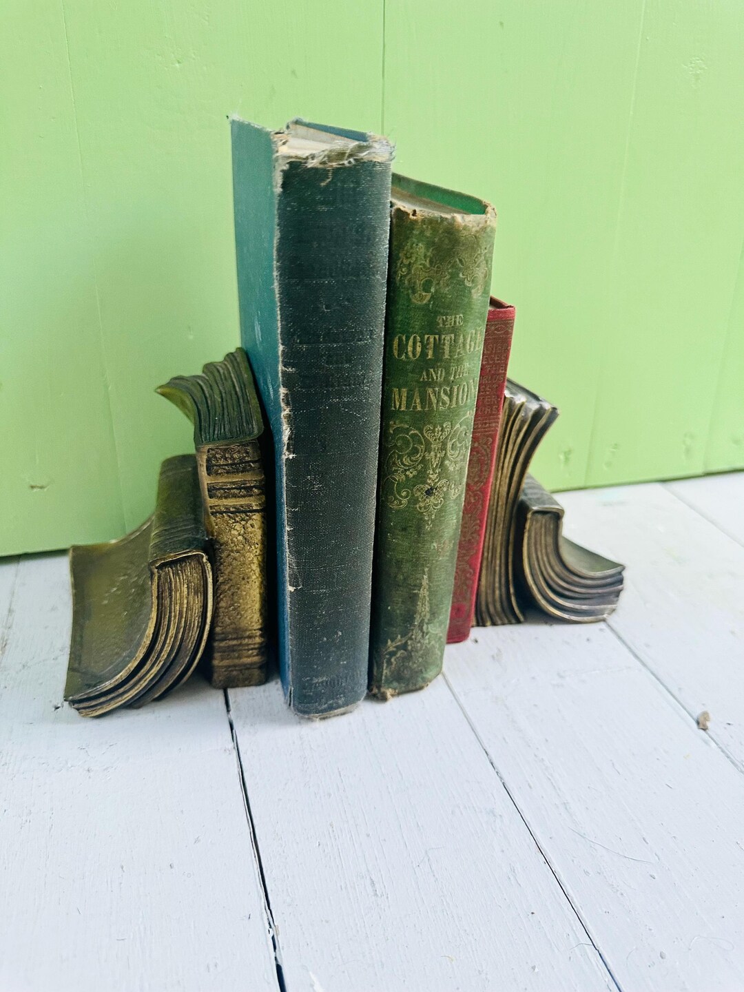 Vintage Open Book Bookends Brass Bookends Gift for Reader Gold Tone ...