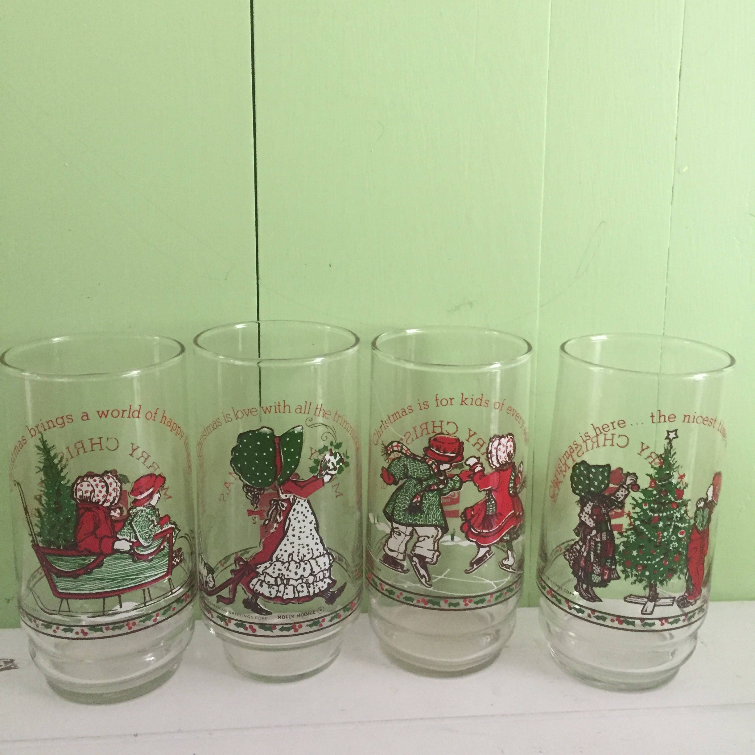 Vintage 1970s Holly Hobbie Drinking Glasses Set Of Nine Vintage Holly