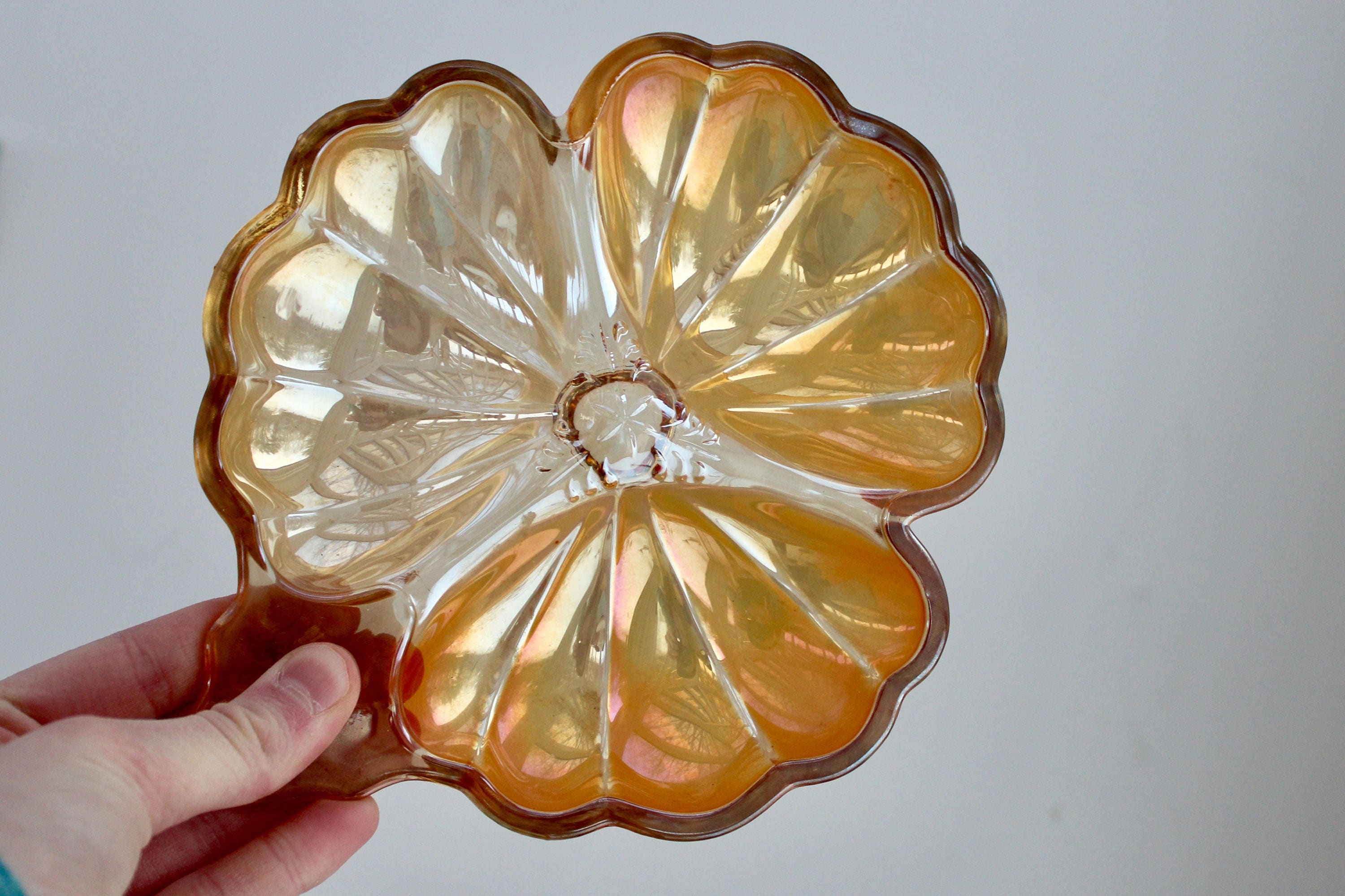 Vintage Amber Glass Trays, Set of Two, Vintage Amber Glass Leaf Trays ...