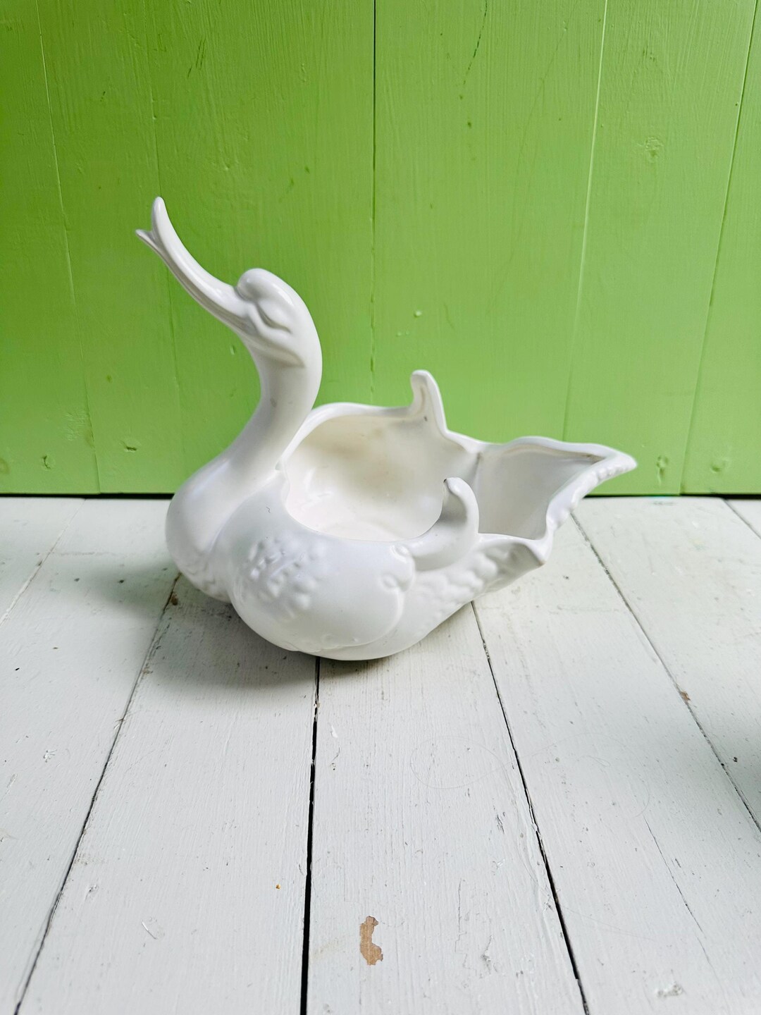 Vintage Hull Pottery Swan Planter Large White Bird Planter Mid Century ...