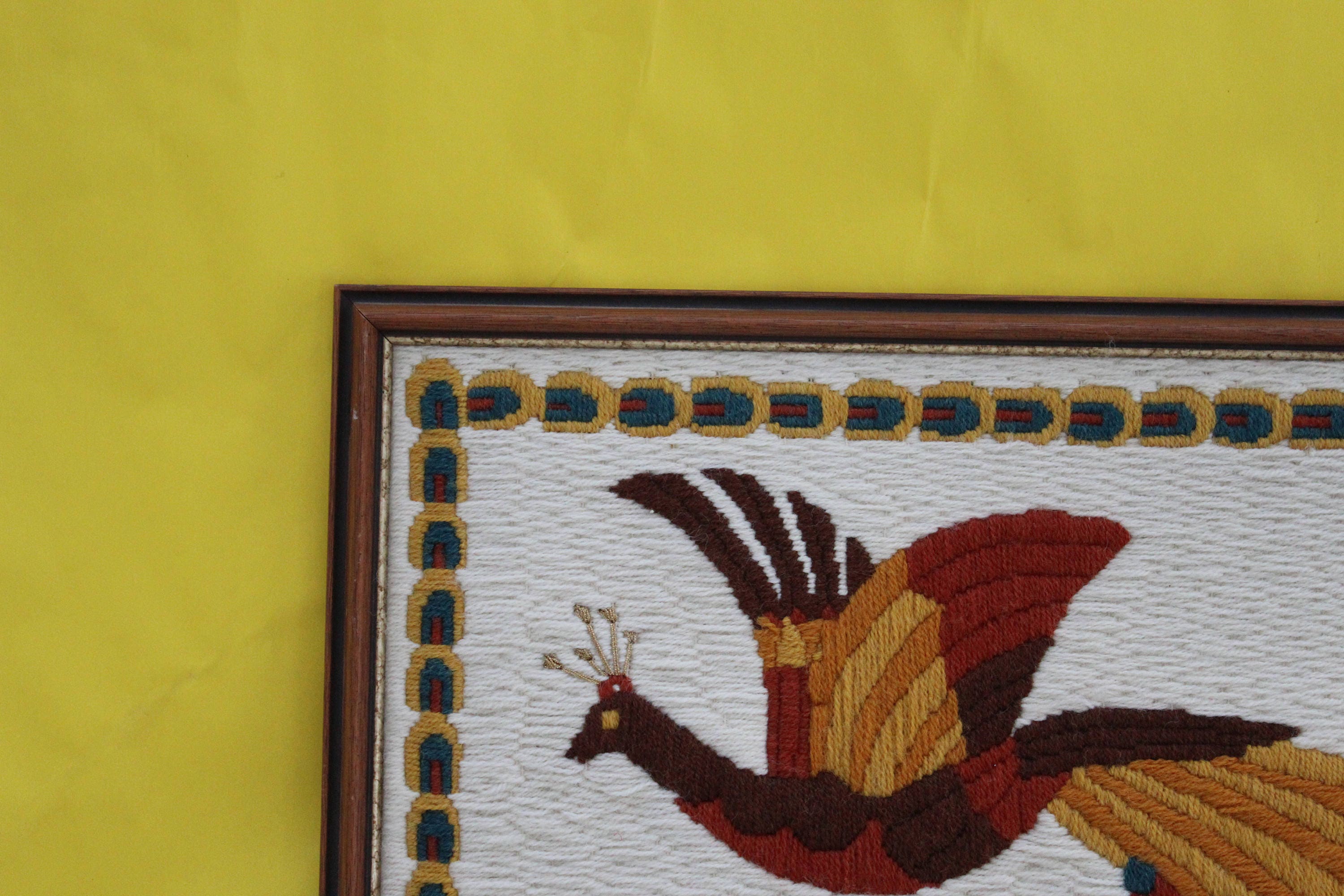 Vintage Peacock Crewel Vintage Peacock Wall Decor Vintage Bird Crewel Embroidery Vintage Bird