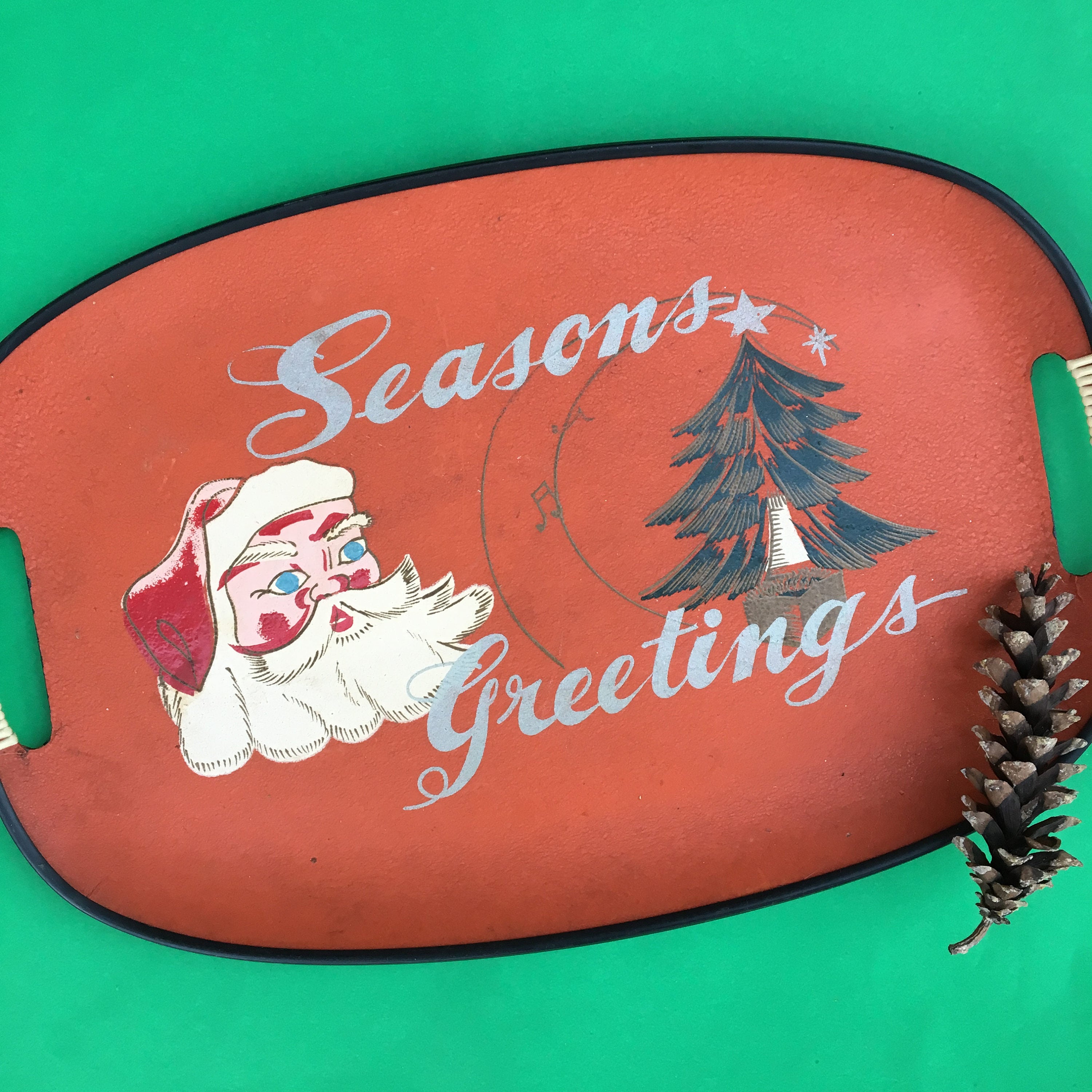 Vintage Christmas Tray, Mid Century Christmas Tray, Christmas Serving ...