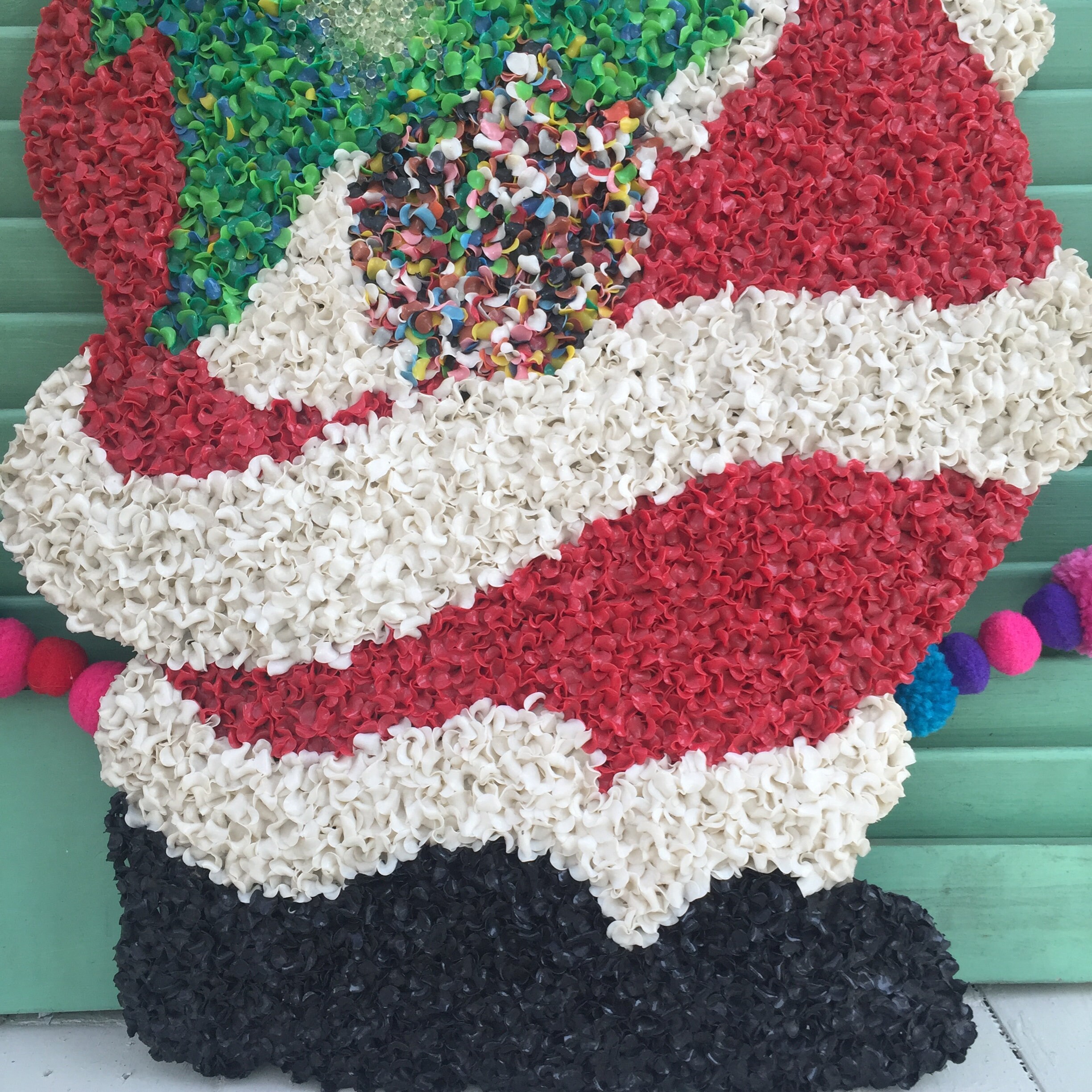Vintage 1970s Melted Popcorn Santa Wall Hanging, Large Vintage Melted ...