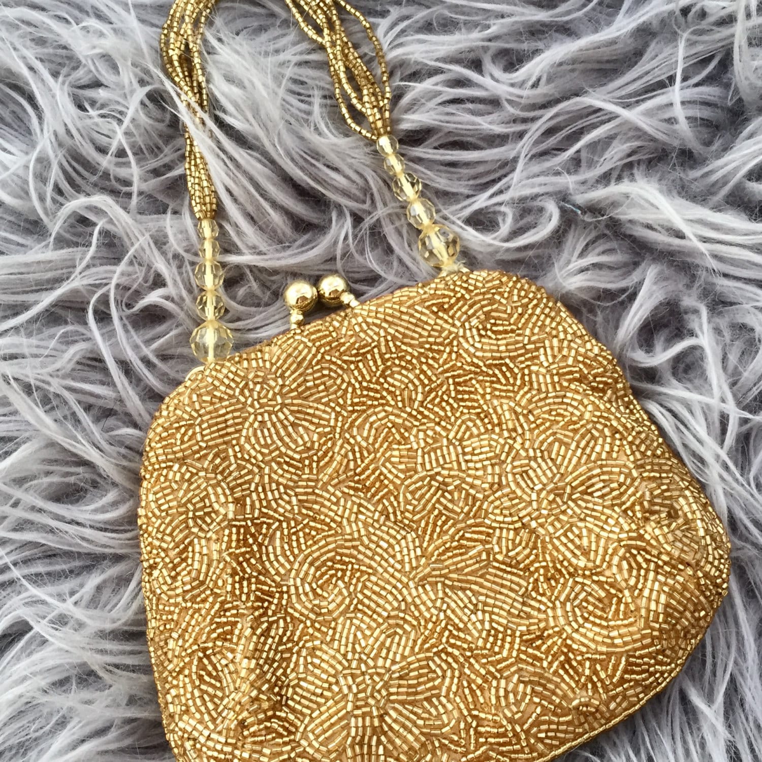 Vintage Gold Beaded Cache Evening Bag, Dressy handbag purse, Gift for ...