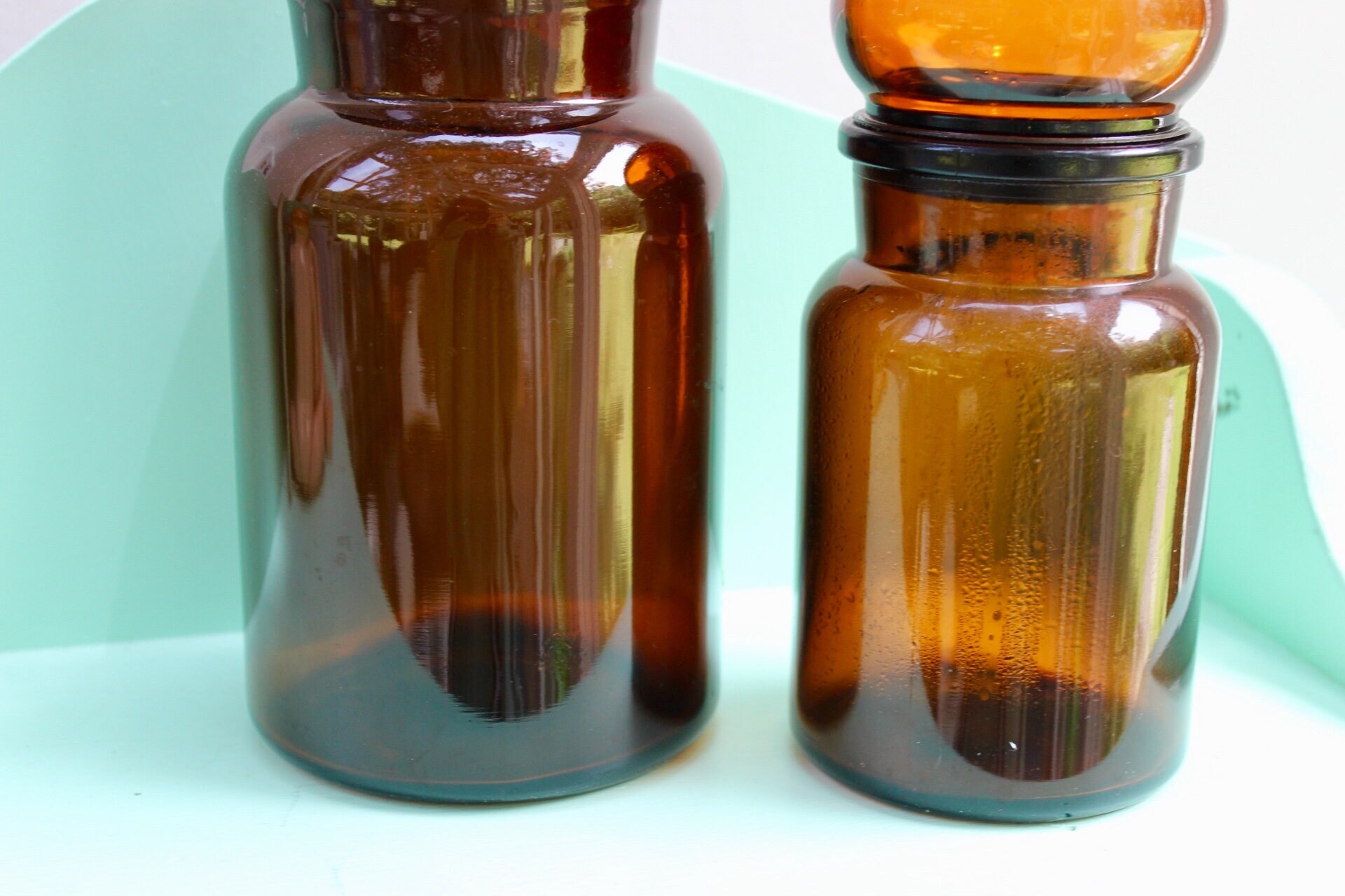 Vintage Amber Glass Apothecary Jars, Set of Two, Vintage Apothecary ... Vintage Amber Glass Apothecary Jars, Set of Two, Vintage Apothecary ...