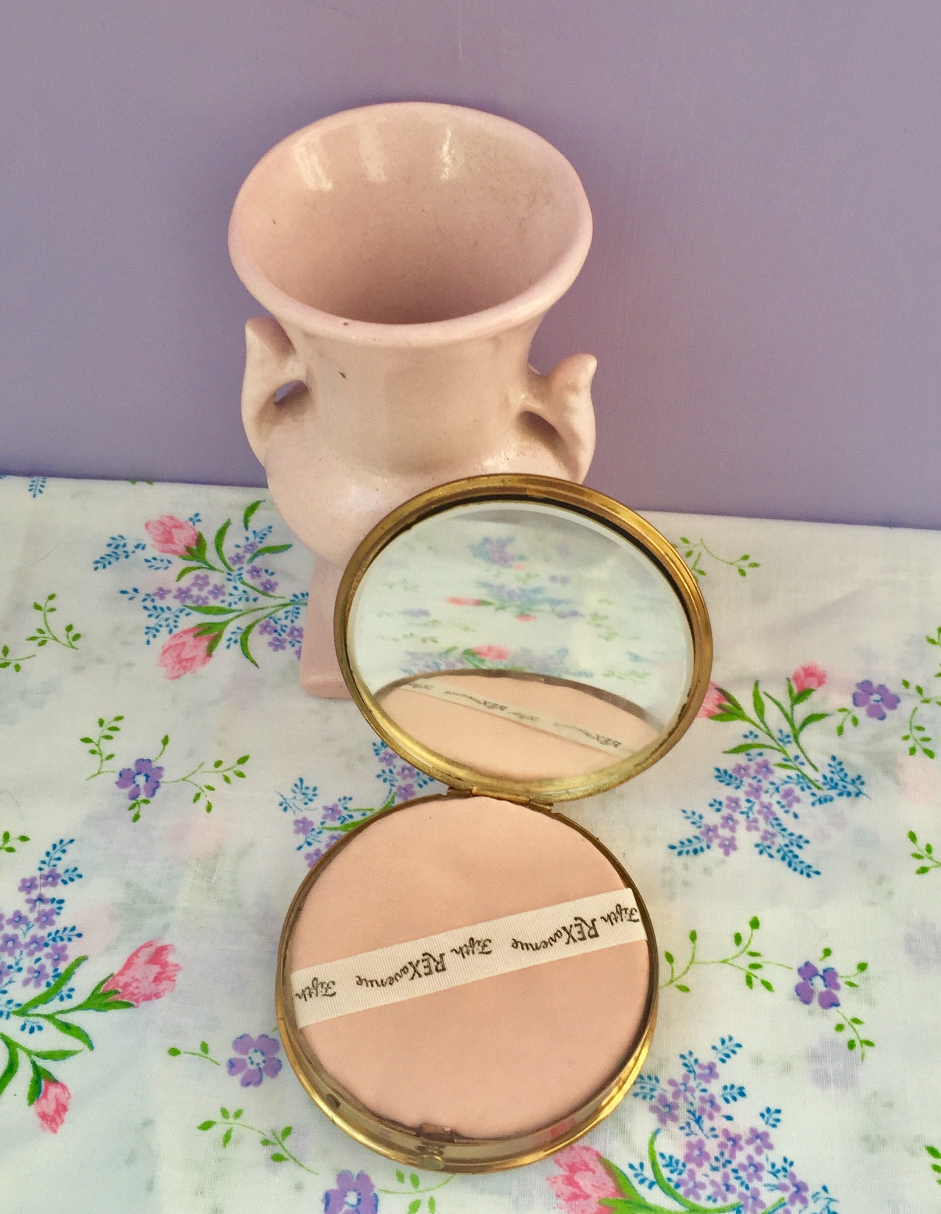Vintage 1940s Rex Fifth Avenue Makeup Compact, Vintage Floral Powder ...
