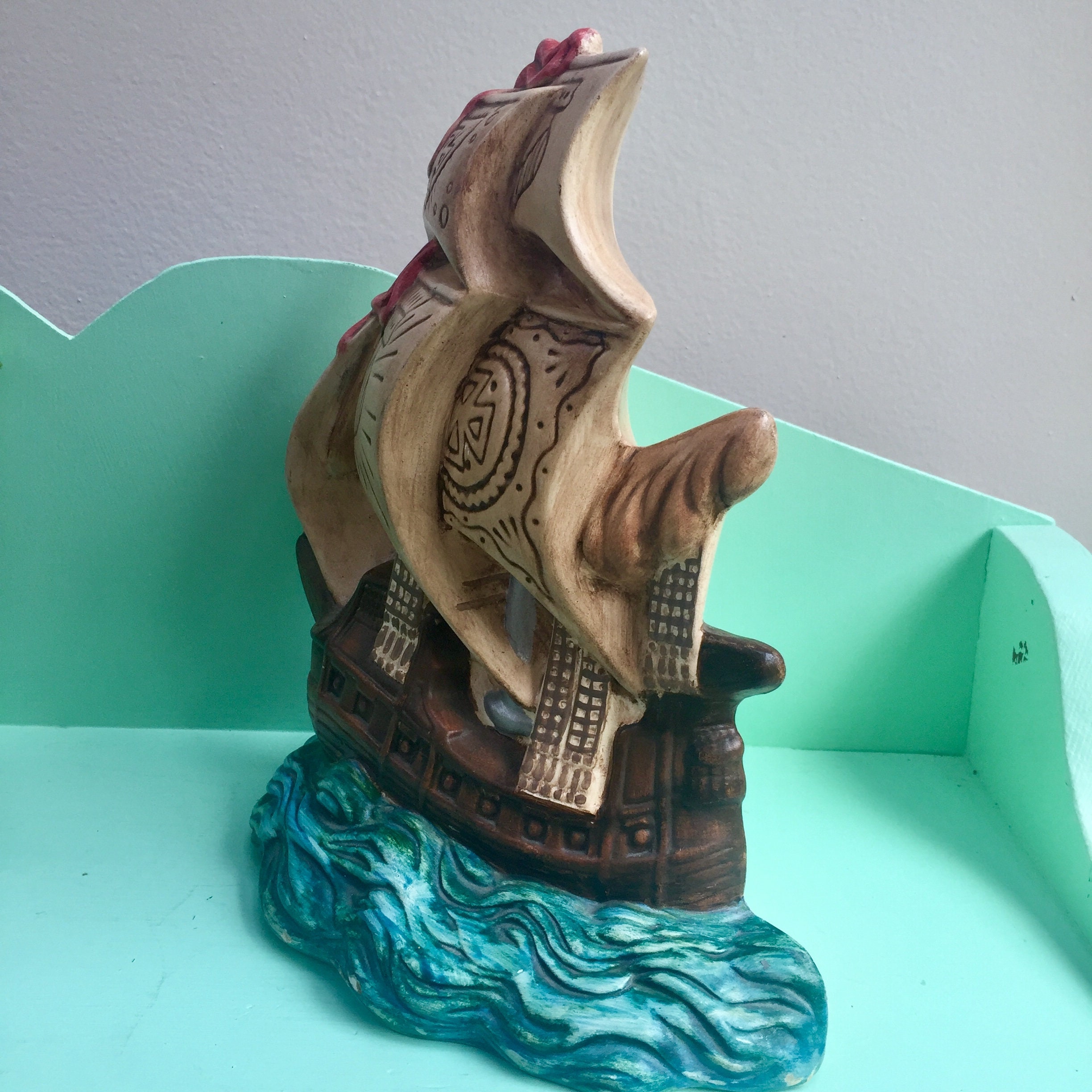Vintage Sailboat Statue, Vintage Ceramic Sailboat, Vintage Pirate Decor ...