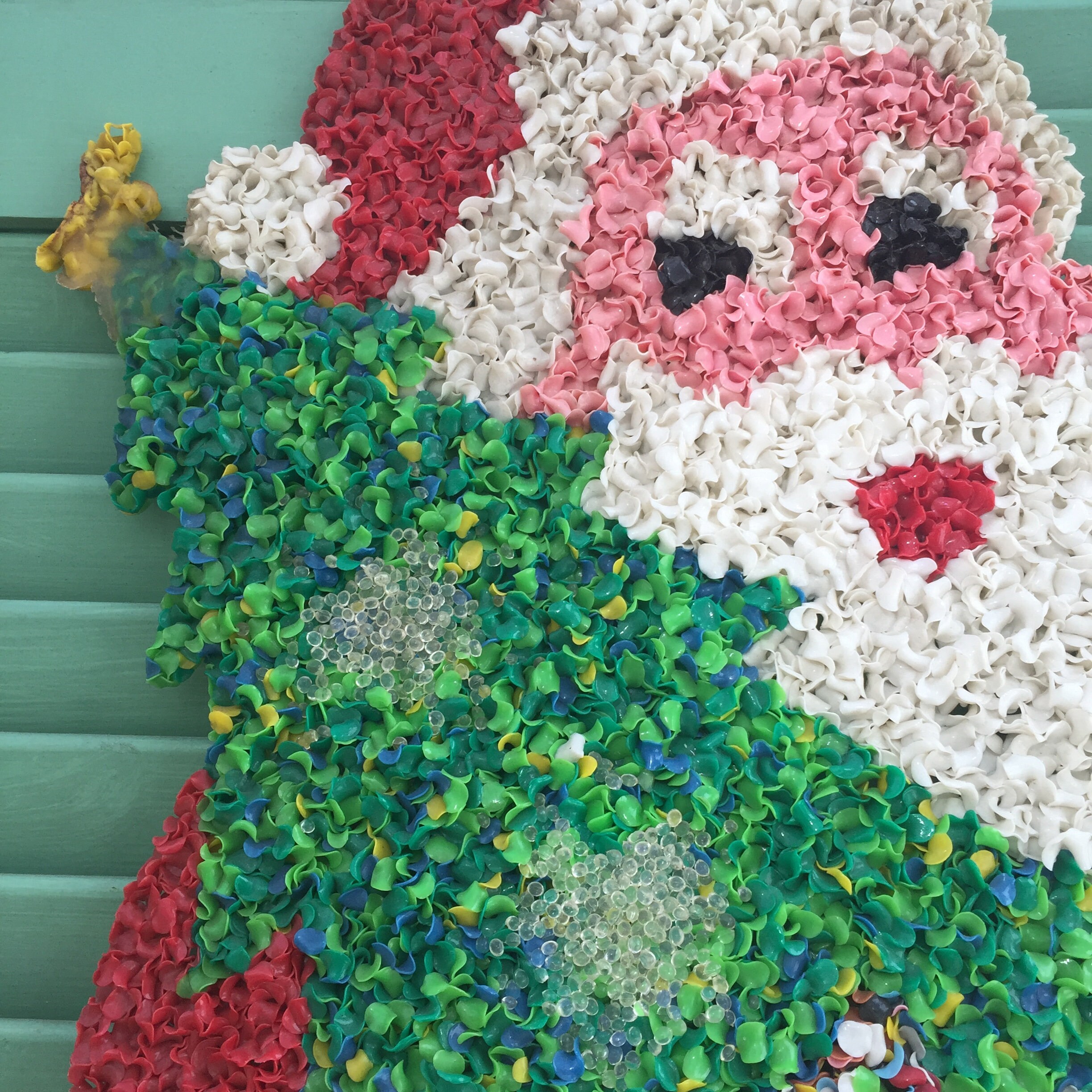 Vintage 1970s Melted Popcorn Santa Wall Hanging, Large Vintage Melted ...
