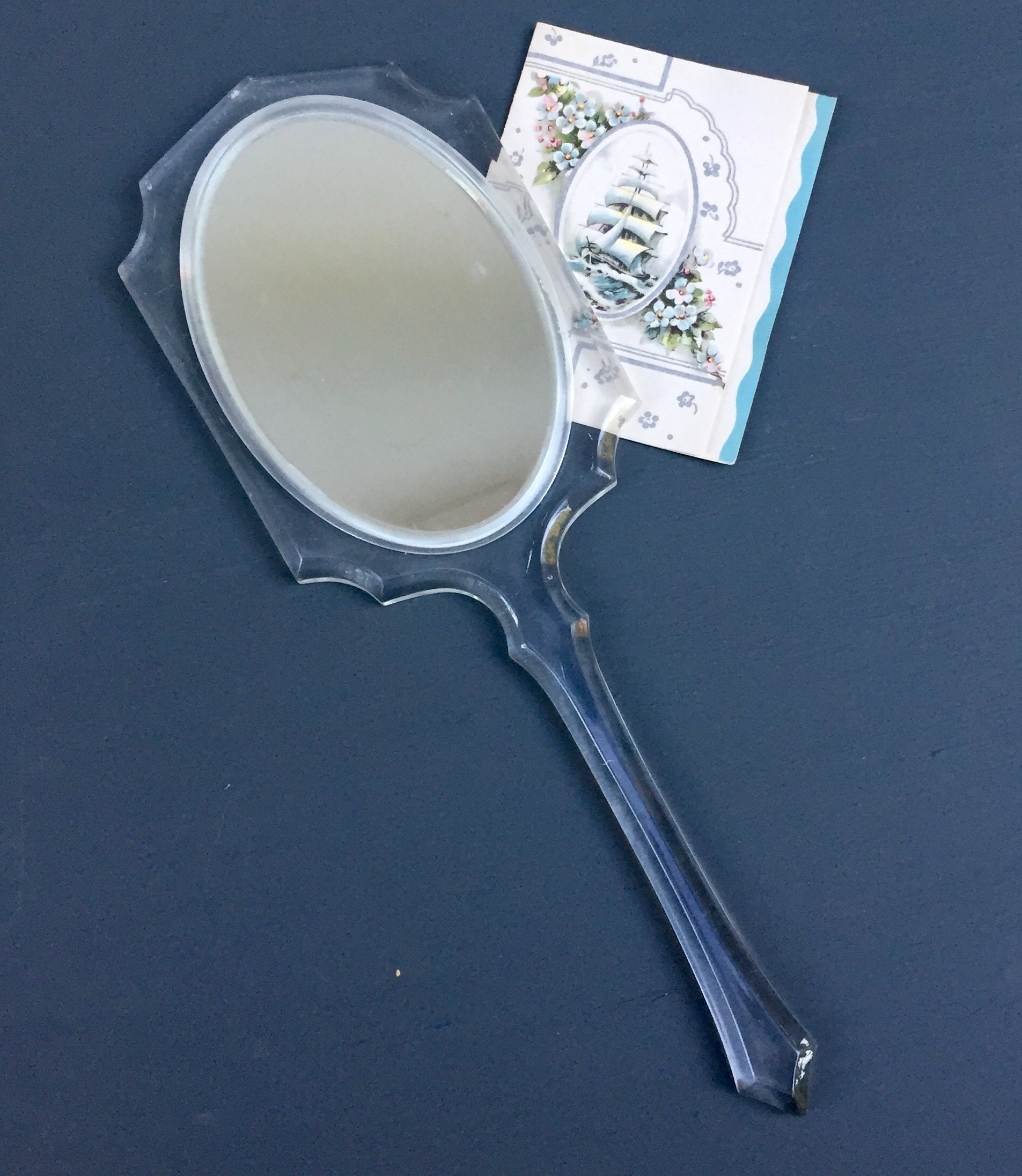 Vintage Acrylic Hand Mirror, Vintage Clear Acrylic Handmirror, Vintage ...