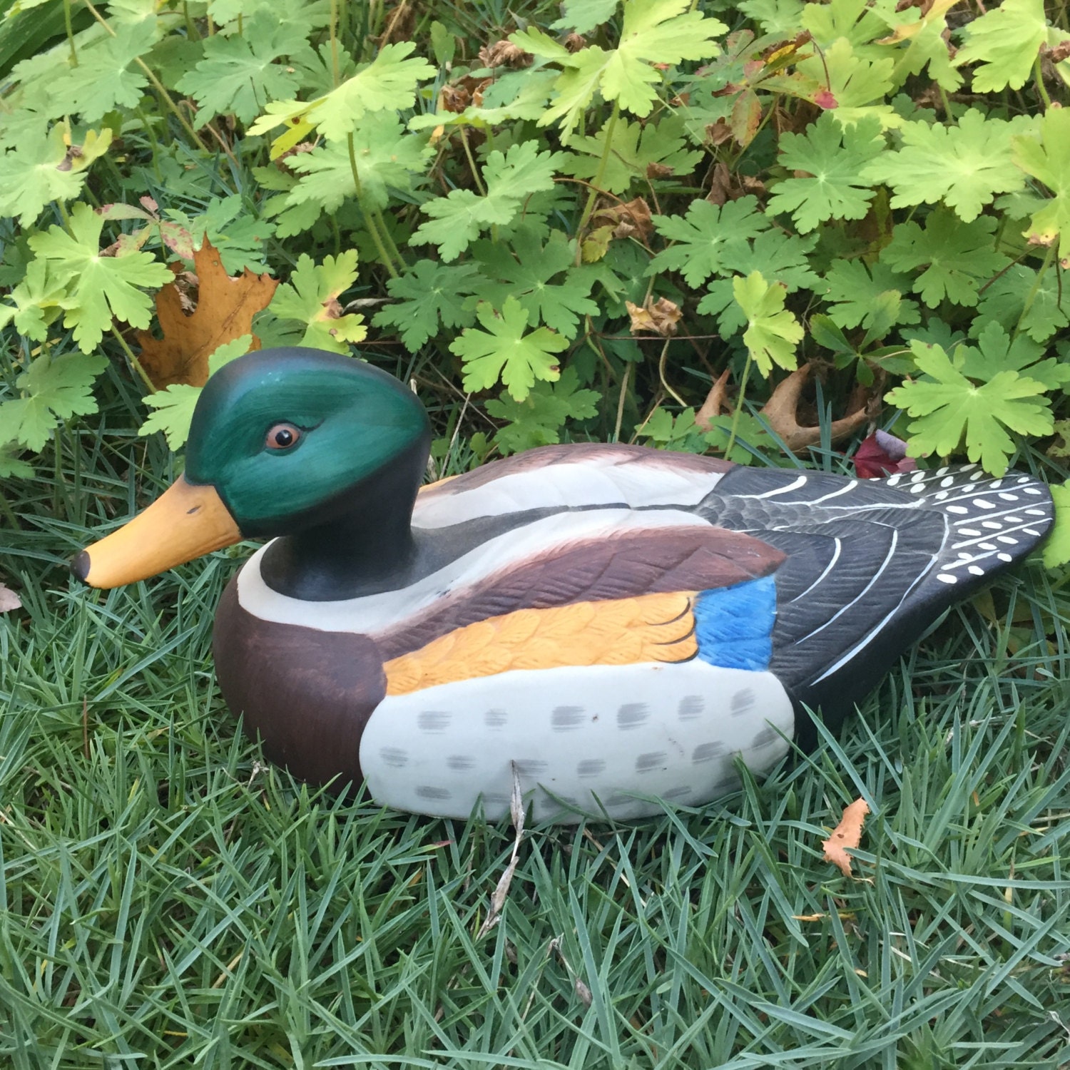 Vintage Duck Figurine, Male Mallard Decoy, Duck Decor, Flambro Fine ...