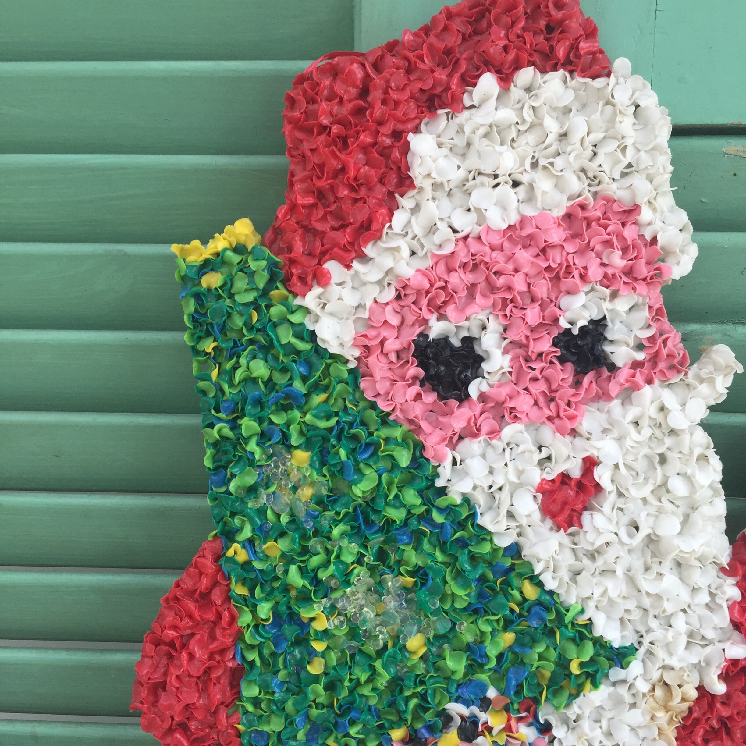 Vintage 1970s Melted Popcorn Santa Wall Hanging, Vintage Melted Popcorn ...
