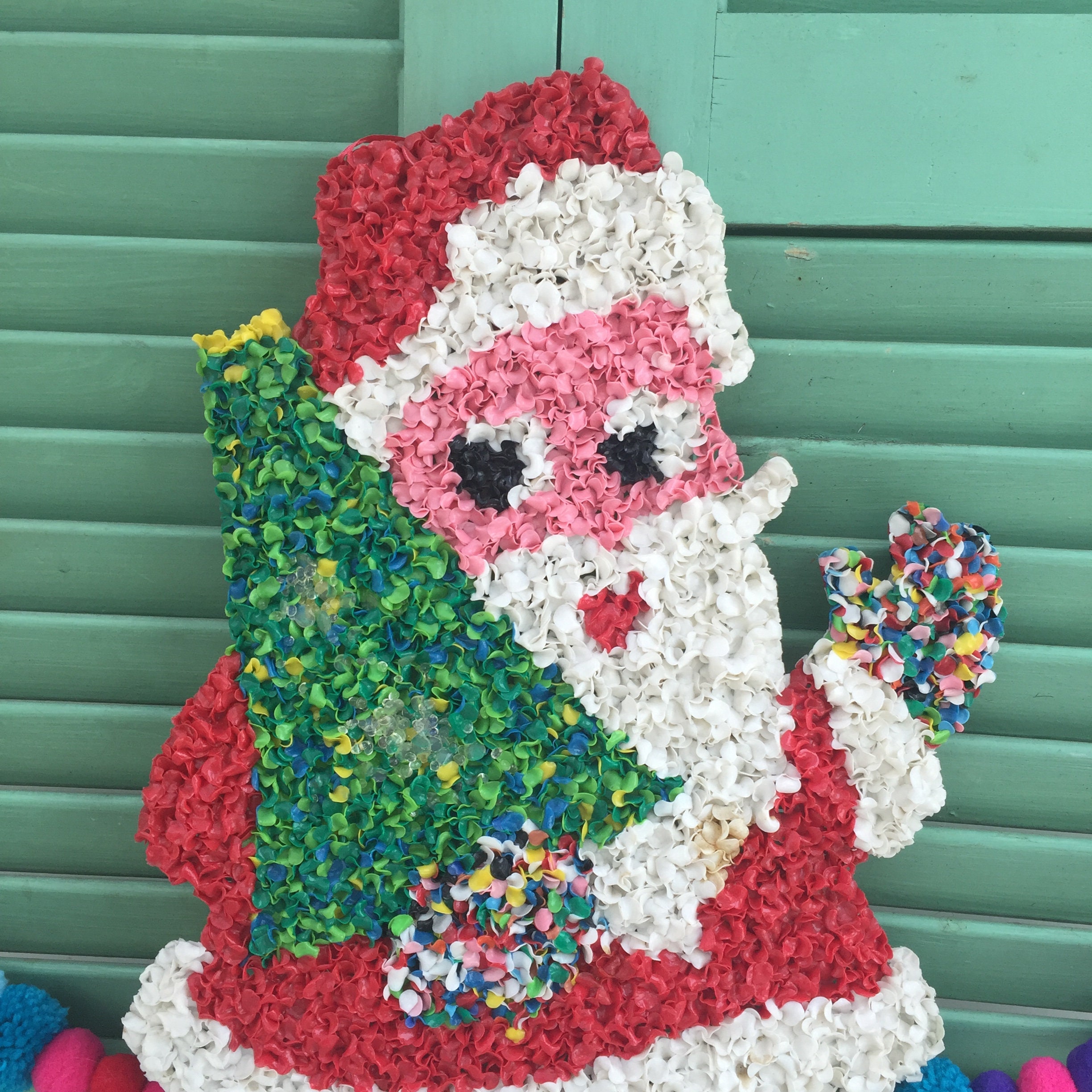 Vintage 1970s Melted Popcorn Santa Wall Hanging, Vintage Melted Popcorn ...