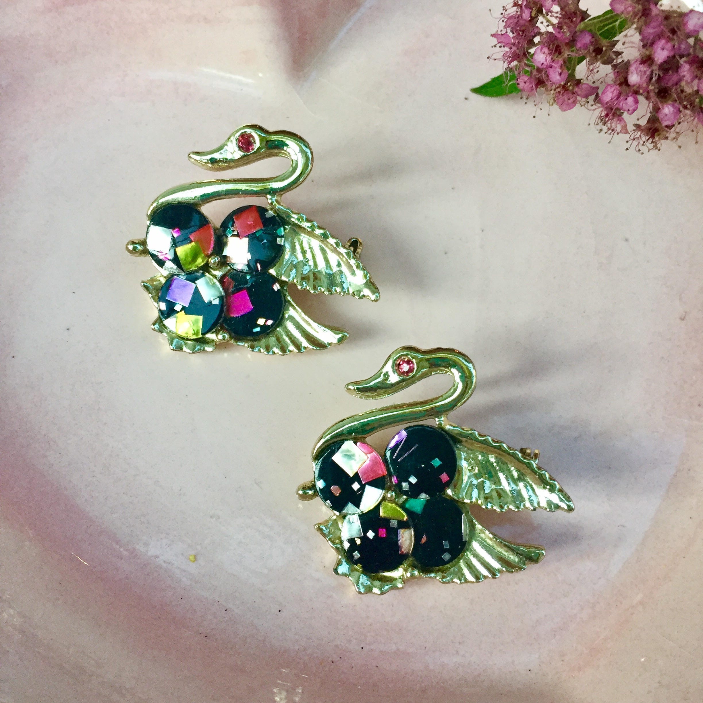 Vintage Swan Brooch, Set of Two, Mid Century Vintage Brooch Set ...