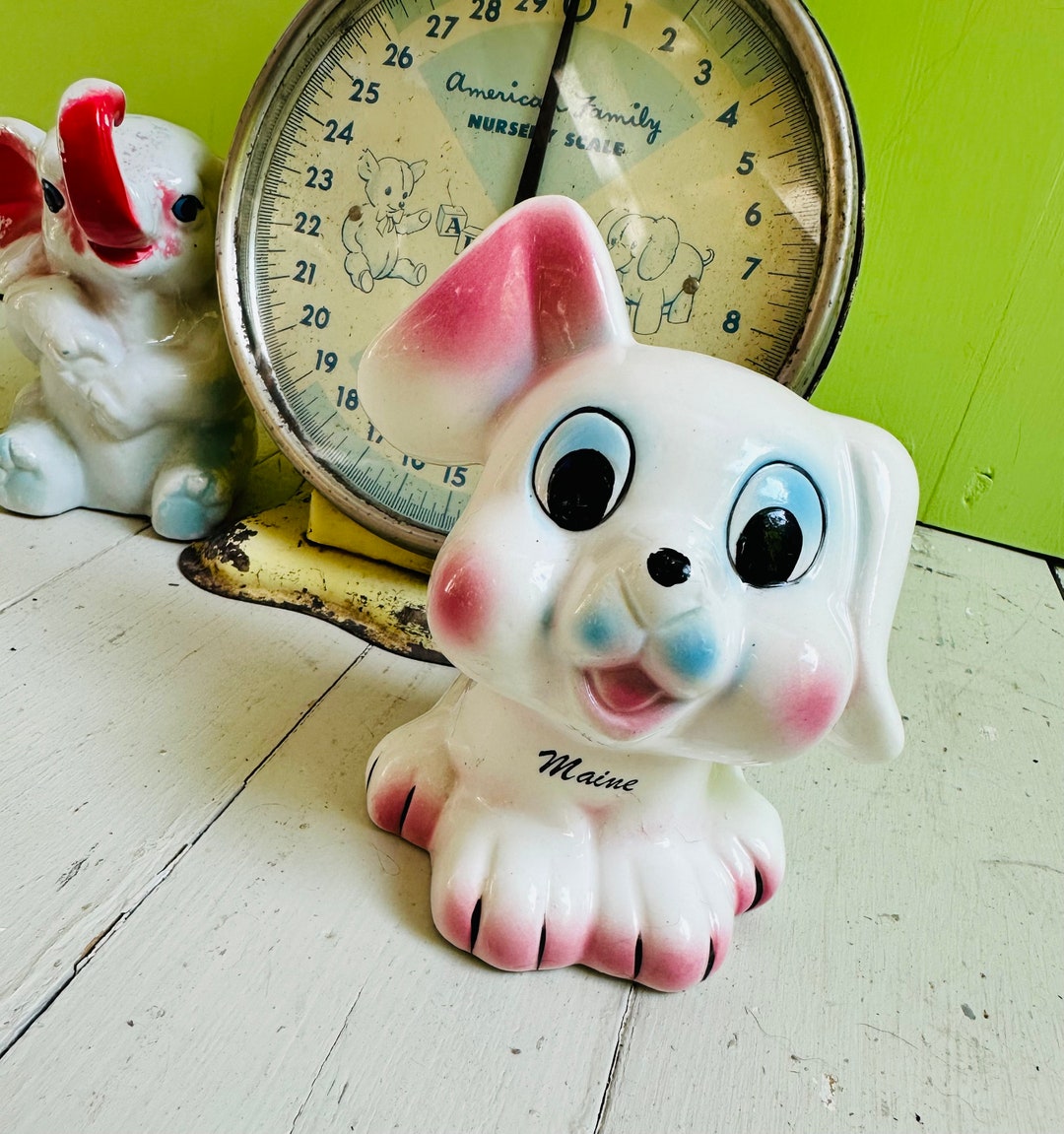 Vintage Ceramic Puppy Souvenir Bank, Vintage Dog Coin Bank, Vintage ...