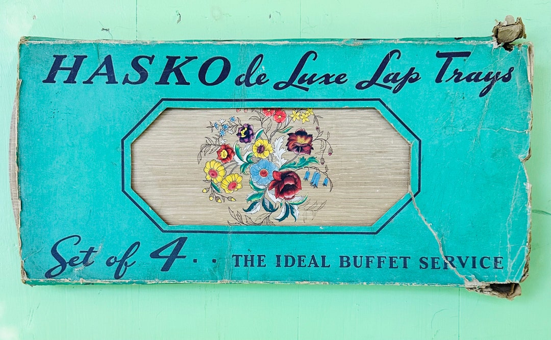 Vintage 1950s Hasko Deluxe Lap Trays, Set of Four, Hasko Floral Trays ...