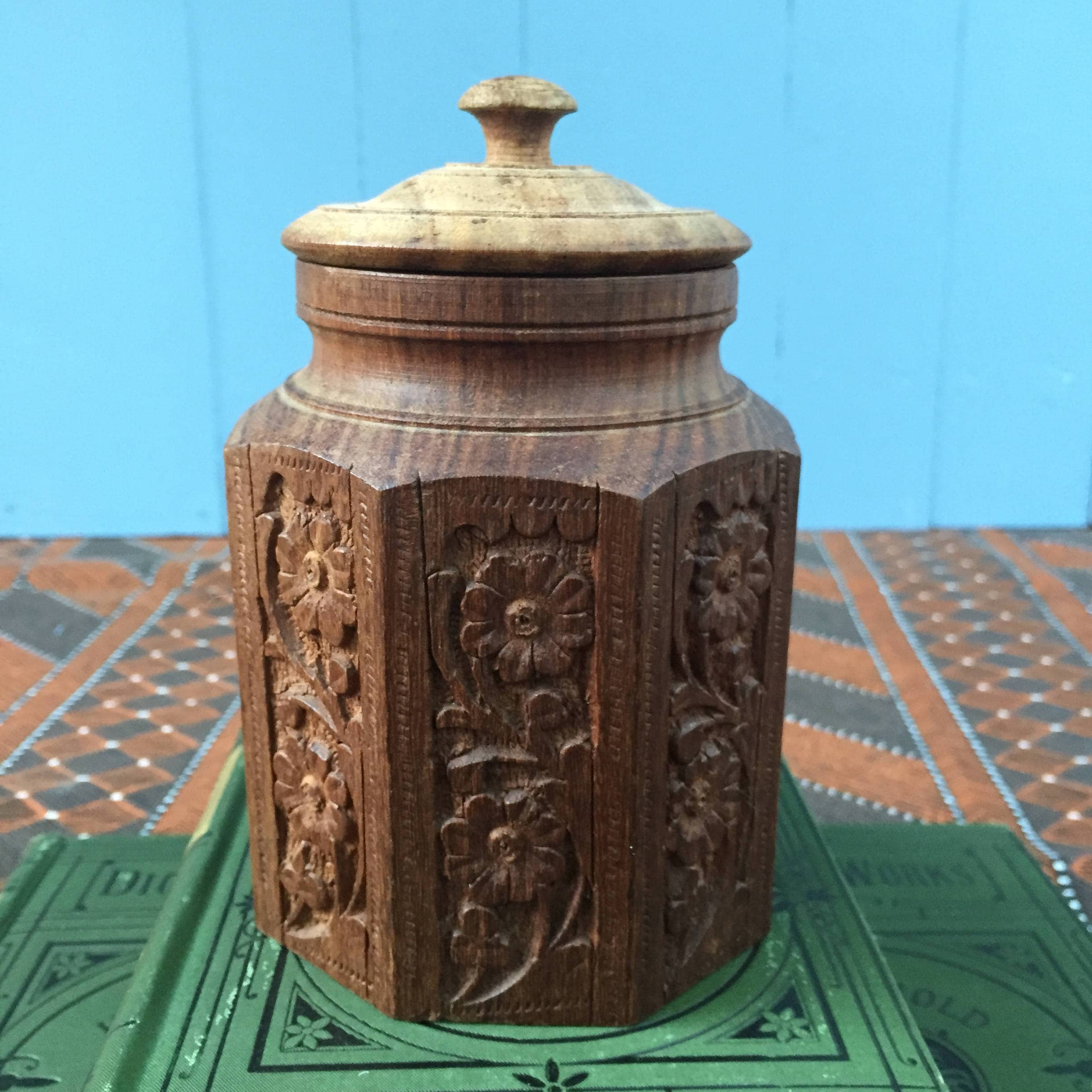 Vintage Hand Carved Wood Jar, Boho Chic Home Decor, Vintage Wood ...