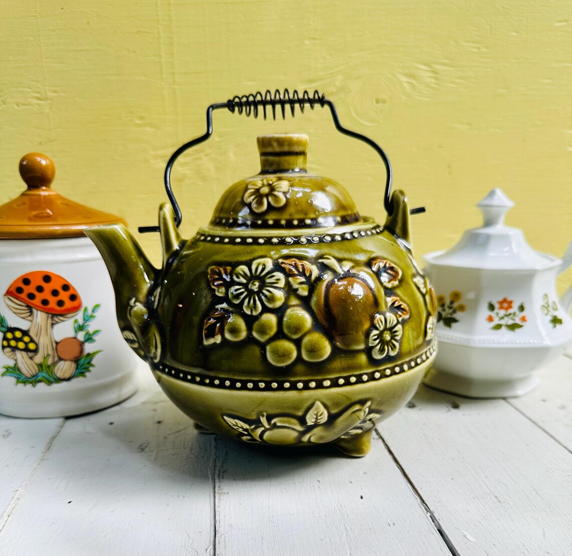 Vintage 1970s Avocado Green Teapot, Vintage Green Teapot, Vintage ...