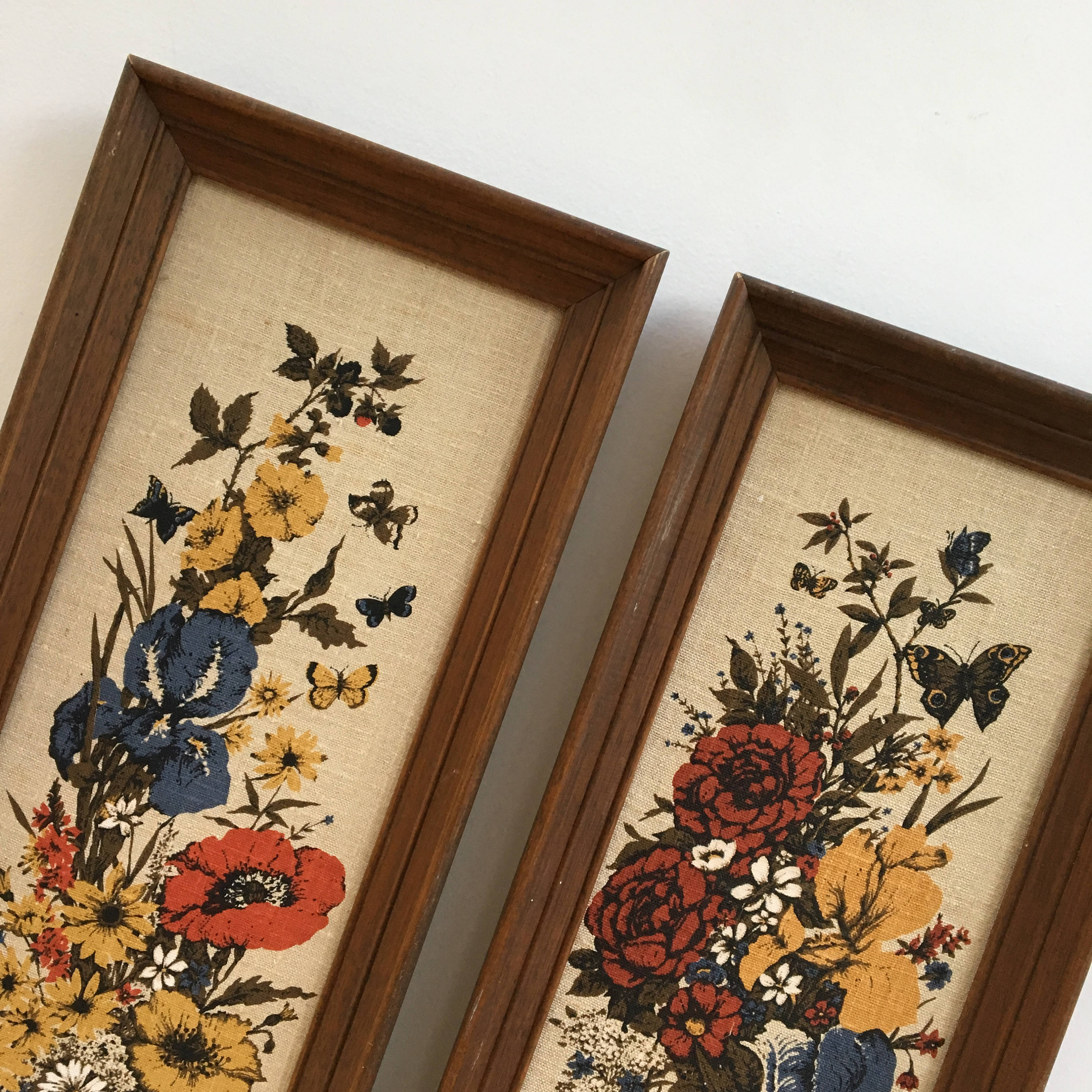 Vintage 1970s Retro Floral Pictures, Set of Two, Floral Screenprint ...