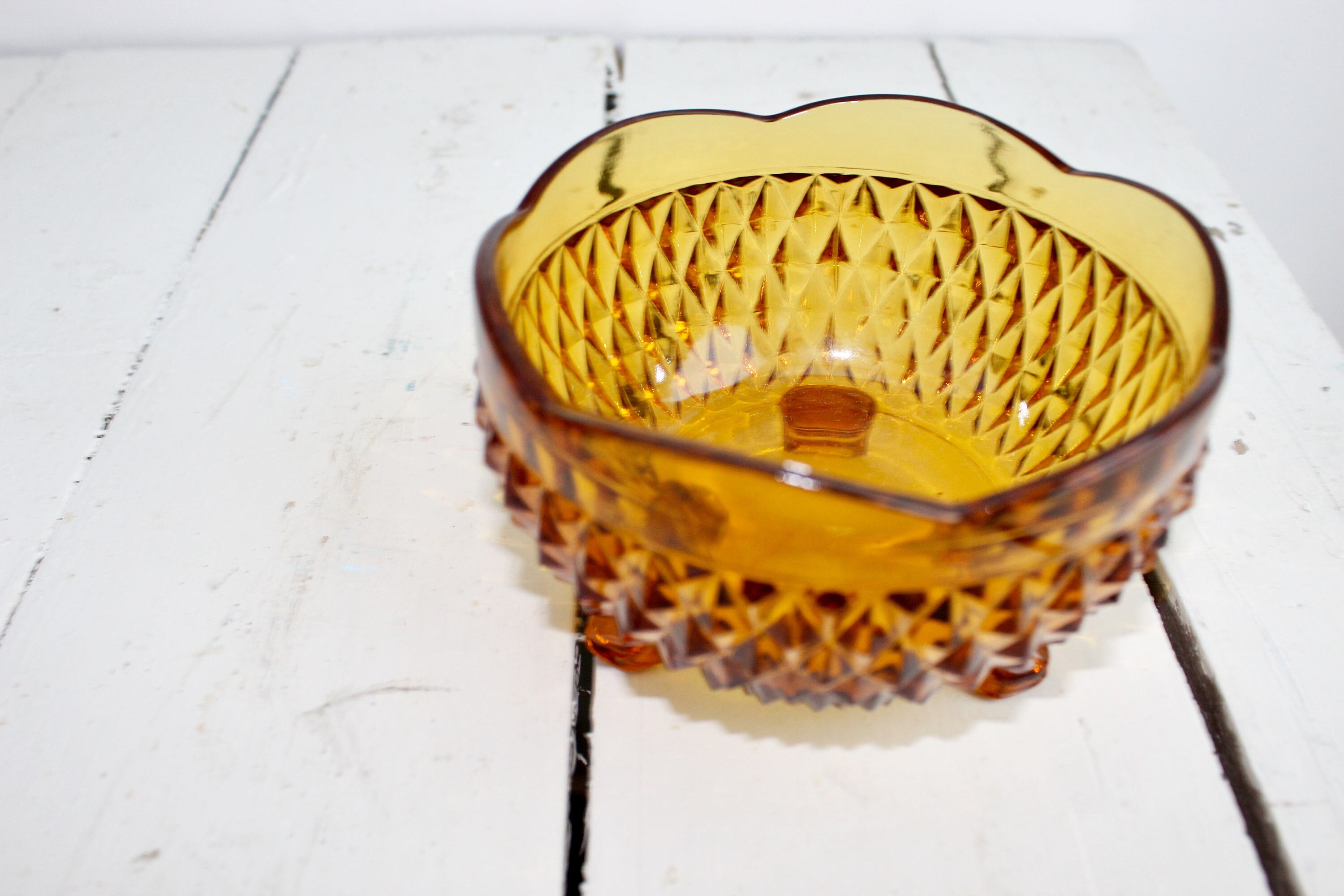 Vintage Amber Footed Hobnail Dish, Vintage Amber Glass Candy Dish ...