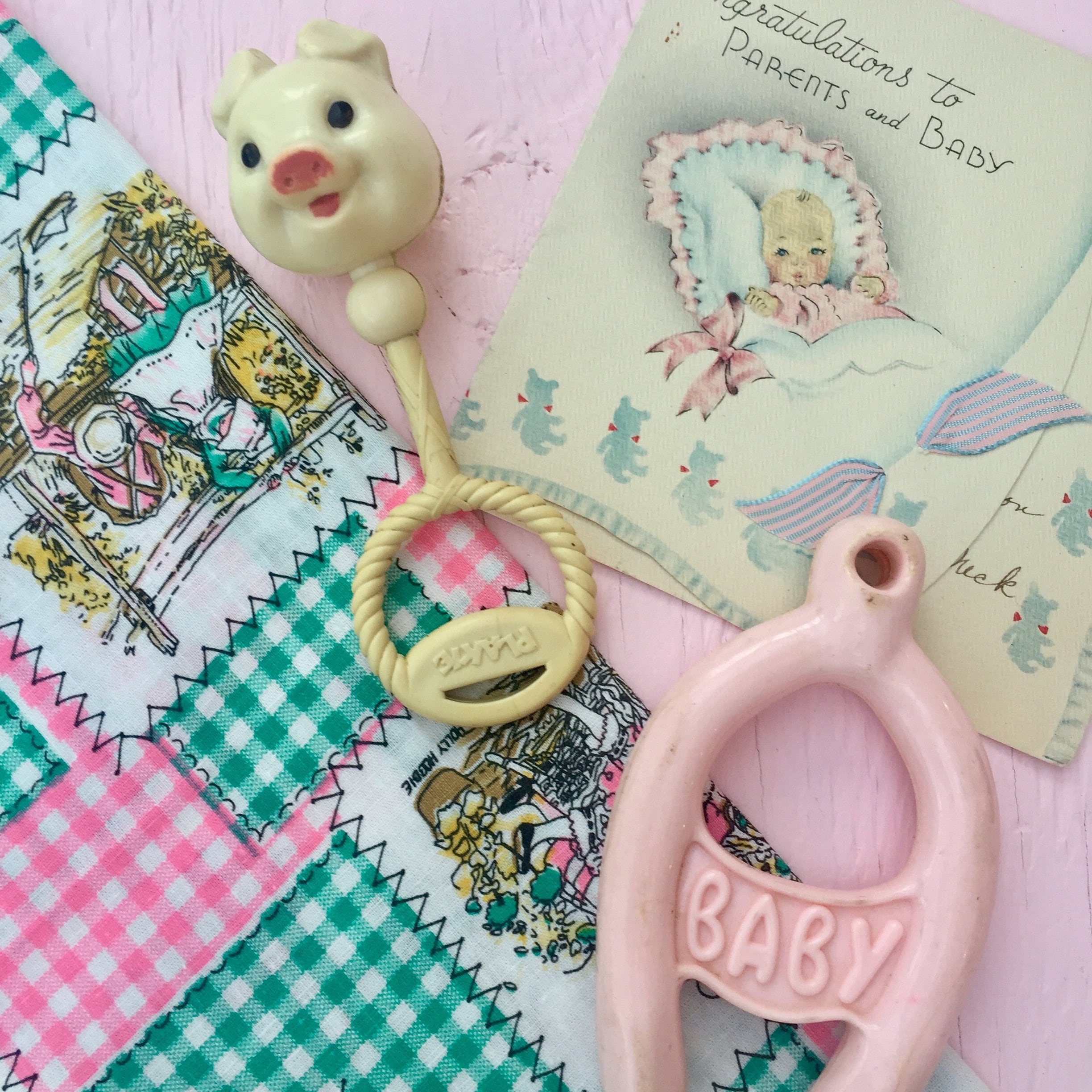 Vintage 1950s Baby Rattles, Set of Two, Vintage Baby Rattle, Vintage ...