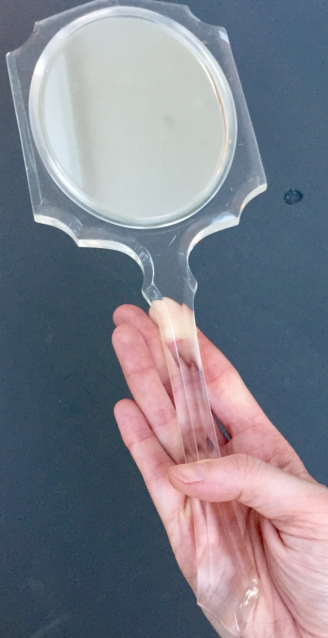 Vintage Acrylic Hand Mirror, Vintage Clear Acrylic Handmirror, Vintage ...