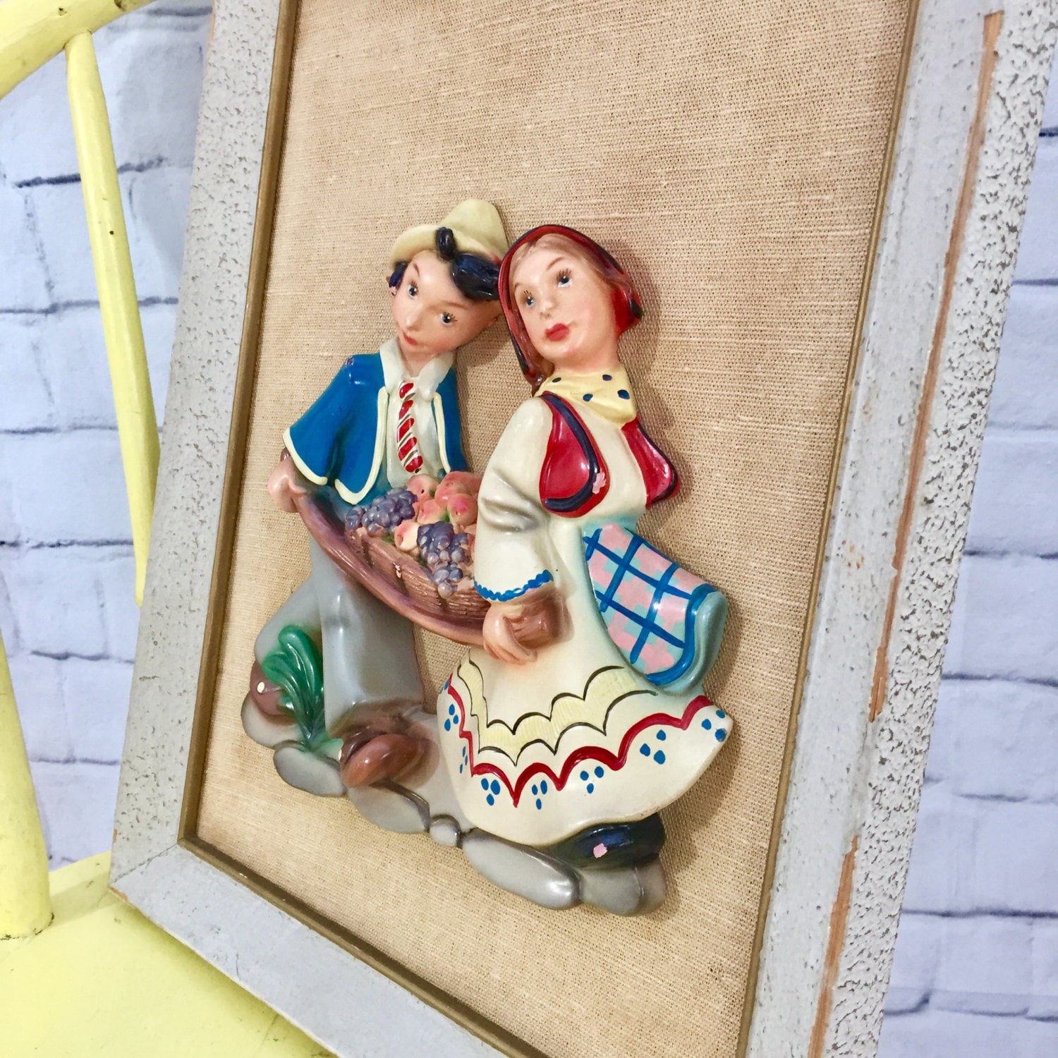 Vintage Italian Ceramic Framed Picture, Vintage Art, Three Dimensional ...