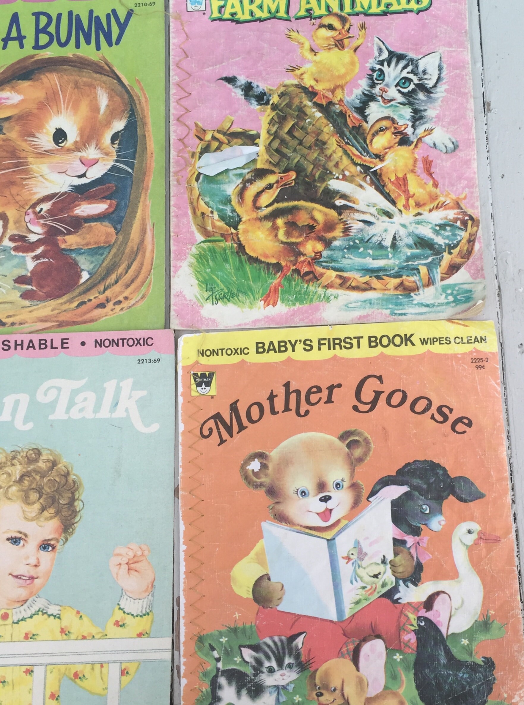Vintage Mid Century Baby's First Books, Set of Six, Vintage Baby Wipe ...