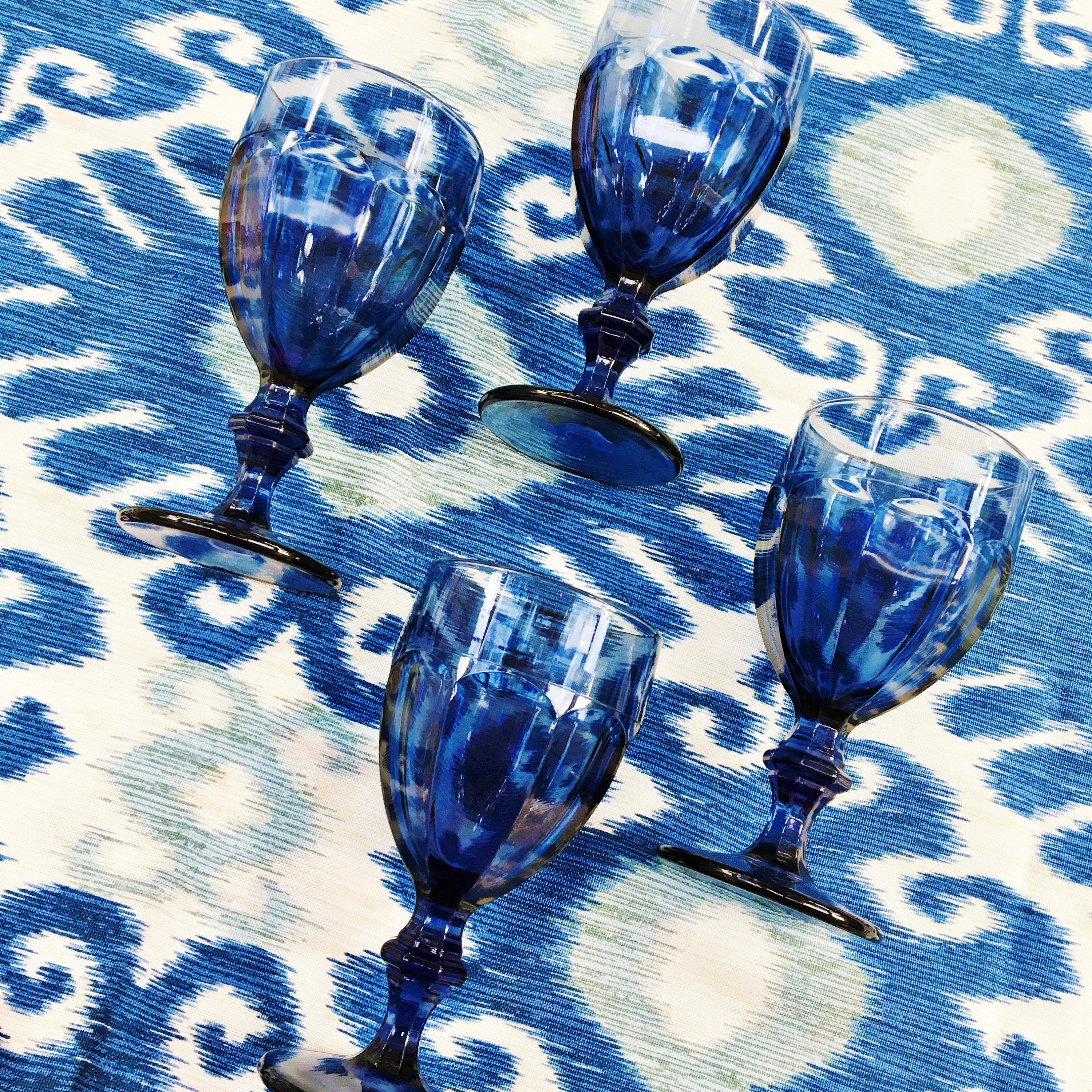 Vintage Blue Libbey Dura Tuff Goblets, Set of Four, Vintage Blue Libbey ...