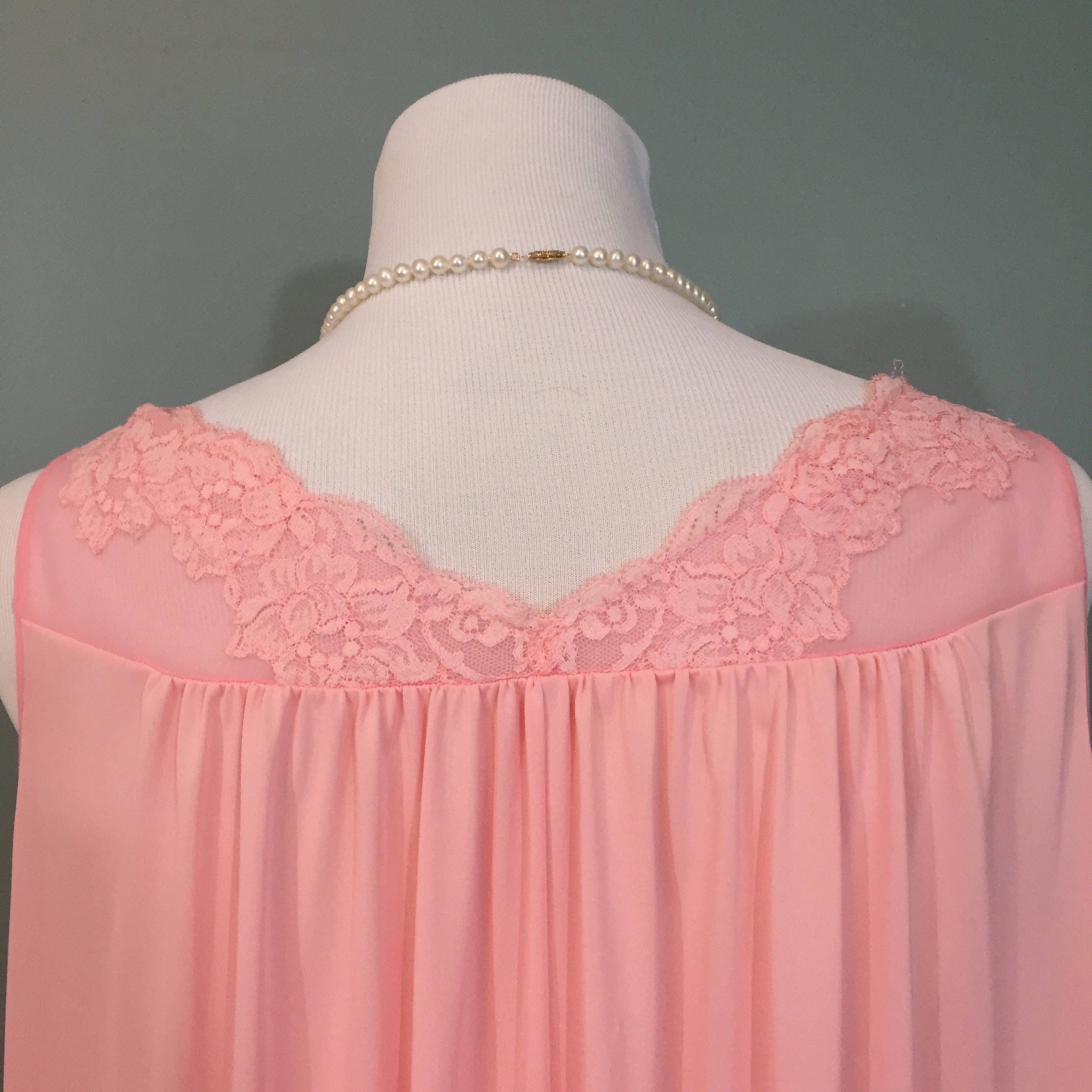 Vintage 1960s Shadowline Nightgown Women's Size Large, Pink Vintage ...