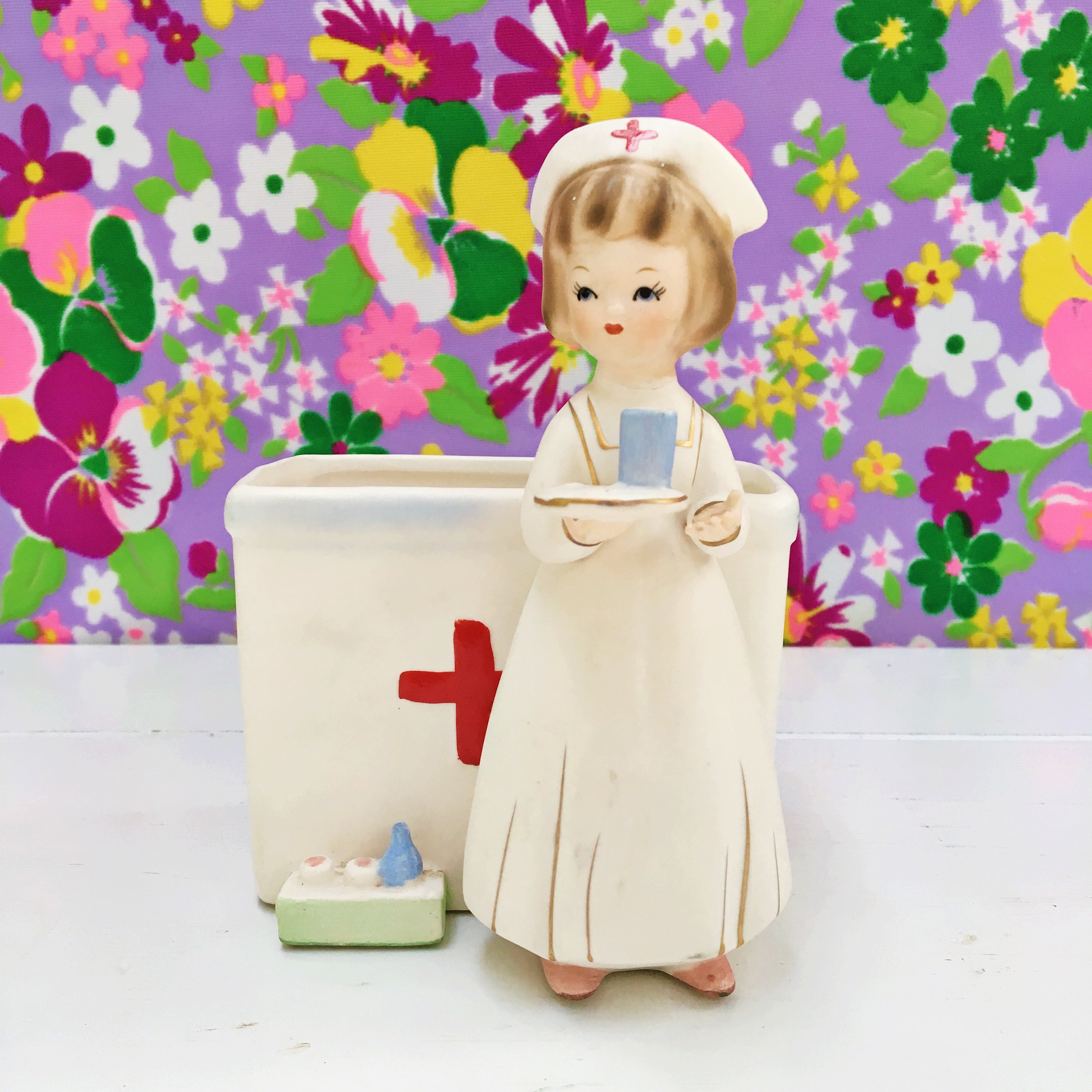 Vintage Napco Nurse Planter, Rare Napco Planter, Red Cross Nurse ...