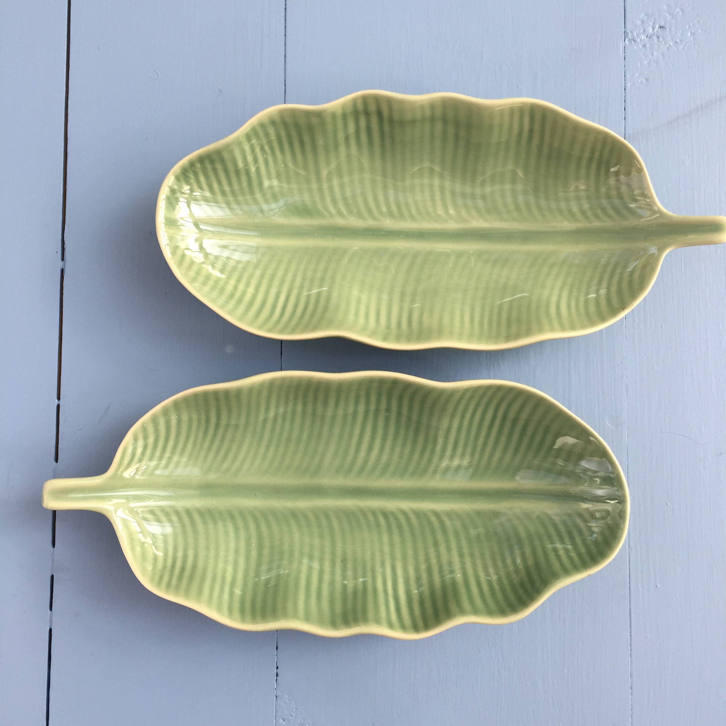 Vintage Ceramic Leaf Dishes, Vintage Decorative Ceramic Trays, Mid ...