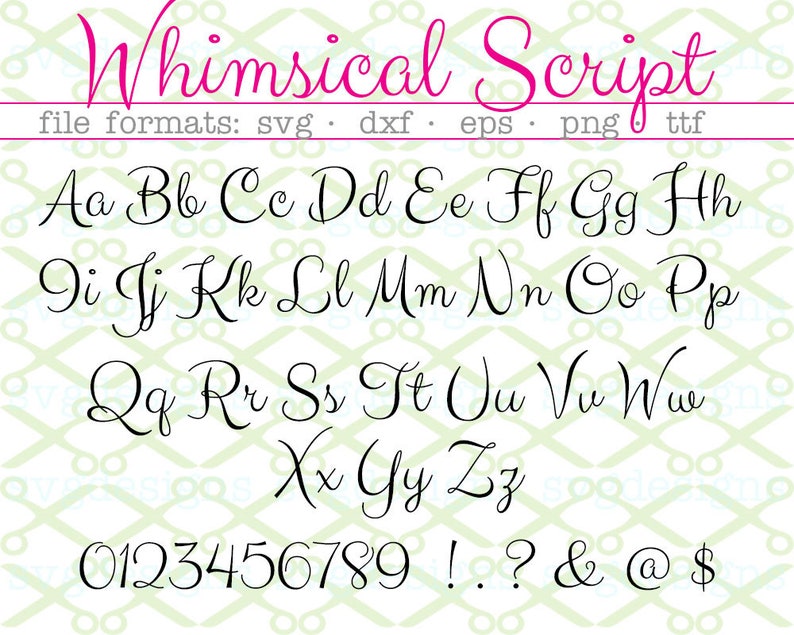 WHIMSICAL Script Font Svg Dxf Eps PNG Handwritten Font | Etsy