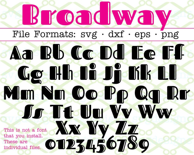BROADWAY Monogram Svg Letters & Numbers Svg Dxf Eps Png. | Etsy
