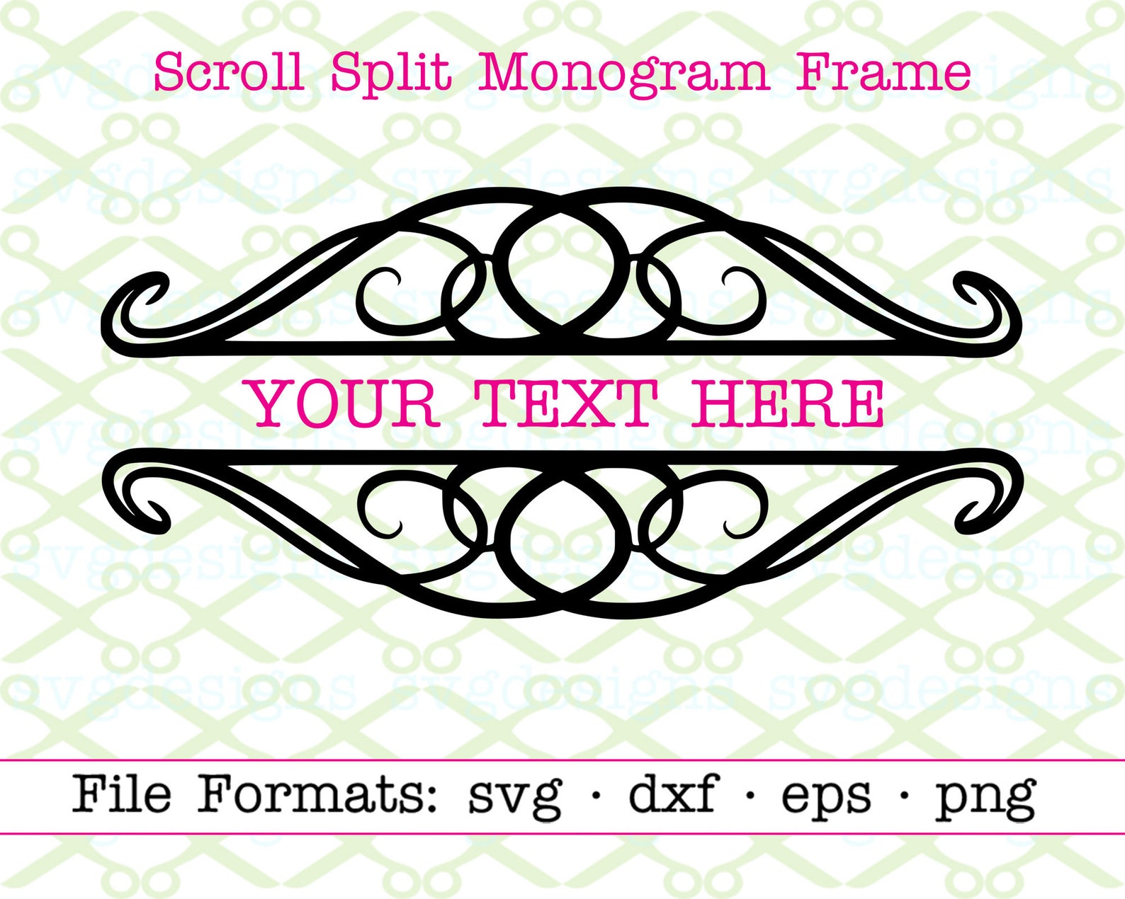 Scroll Split Monogram SVG Dxf Eps Png Split Monogram Frame | Etsy
