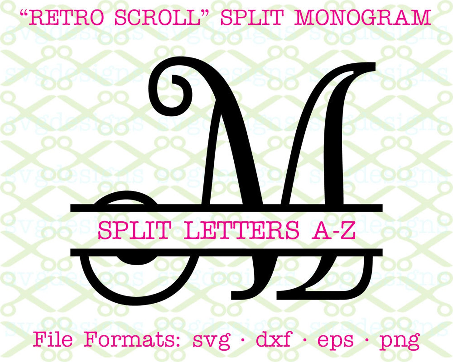 Scroll Monogram SVG Dxf Eps Png Retro Scroll Font Split | Etsy