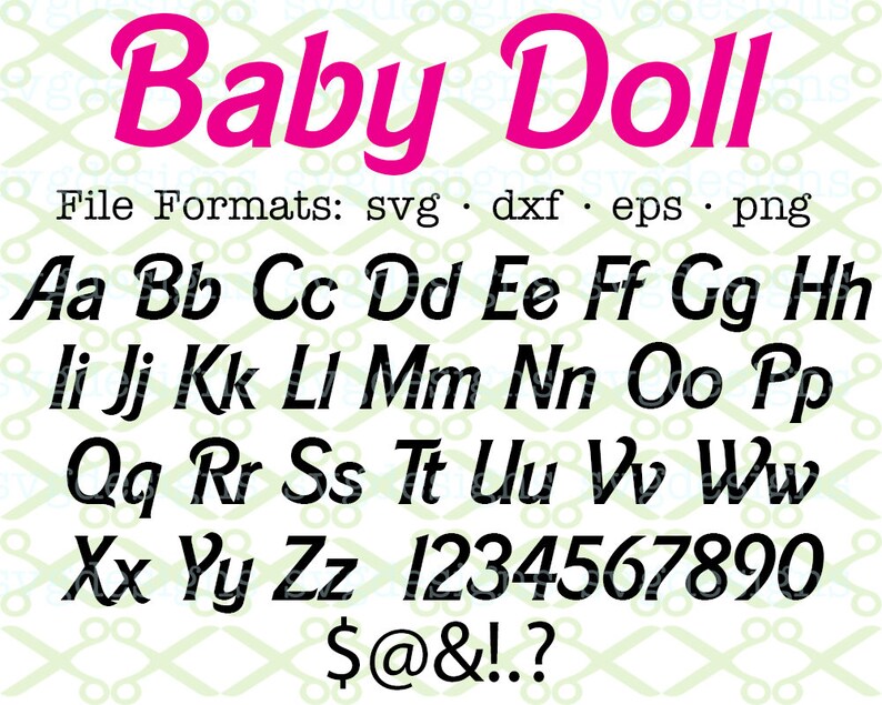 BABY DOLL Monogram Svg Letters & Numbers Svg Dxf Eps Png. | Etsy